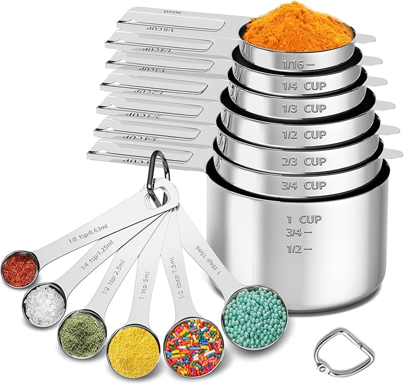 Magnetic Measuring Cups and Spoons Set, 5 Nesting Stainless Steel ...