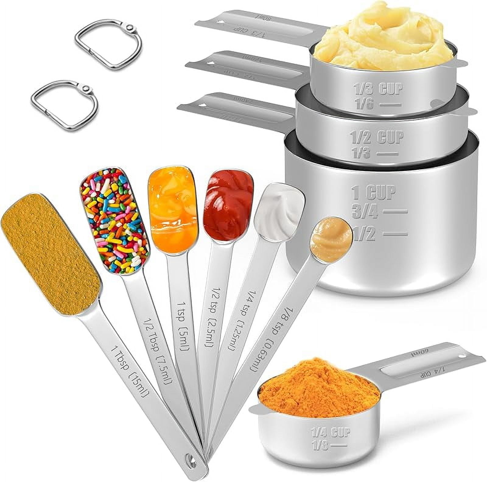 Magnetic Measuring Cups and Spoons Set, 5 Nesting Stainless Steel ...
