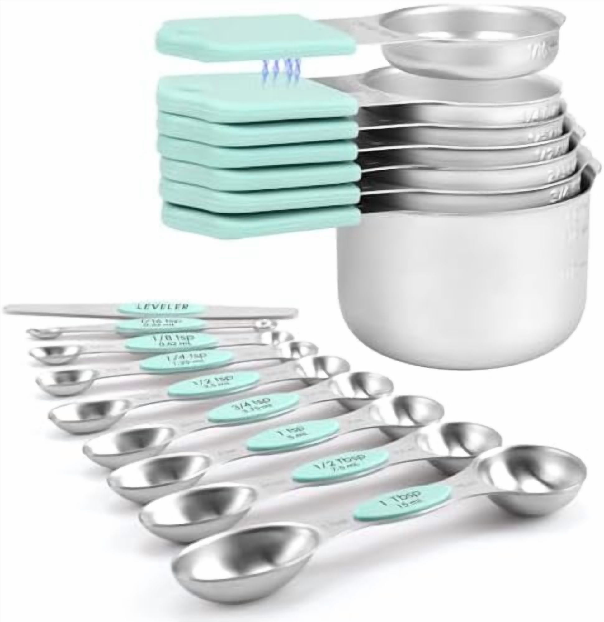 Magnetic Measuring Cups and Spoons Set-Heavy Duty 304 Stainless Steel ...
