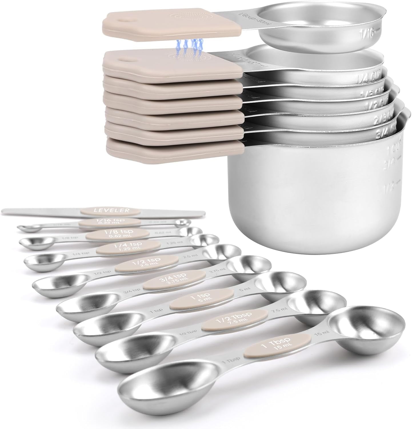 Magnetic Measuring Cups and Spoons Set-Heavy Duty 304 Stainless Steel ...