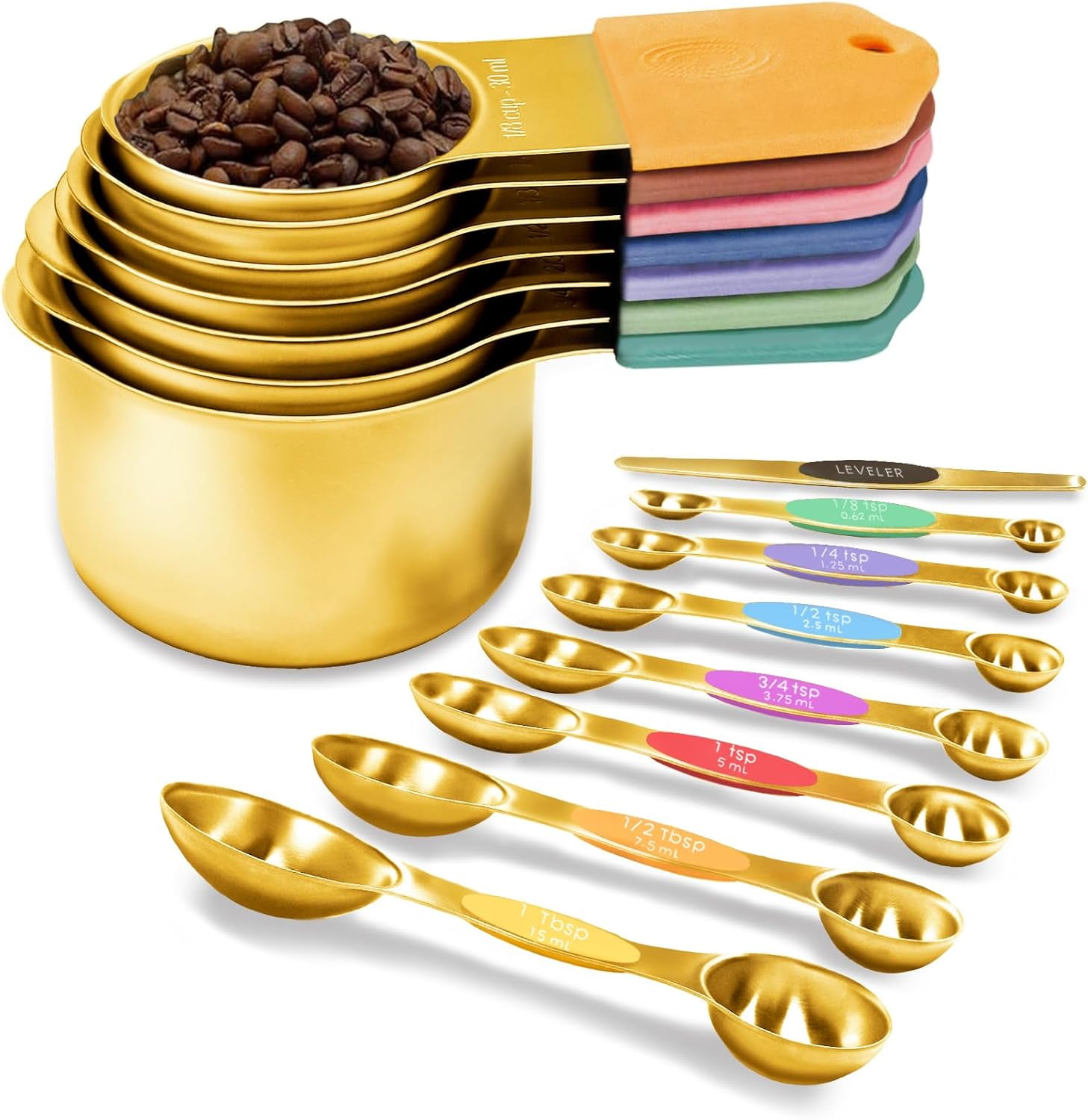 Magnetic Measuring Cups and Spoons Set, Including 7 Stainless Steel ...