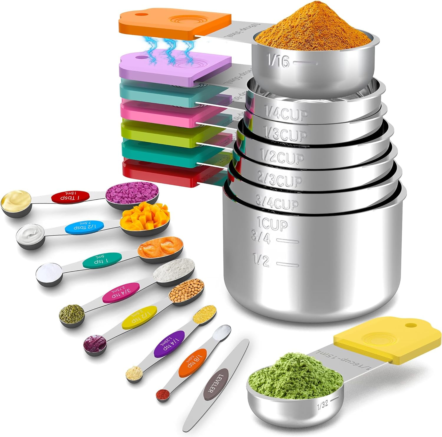 Magnetic Measuring Cups and Spoons Set(Patent Pending), 8 Nesting ...