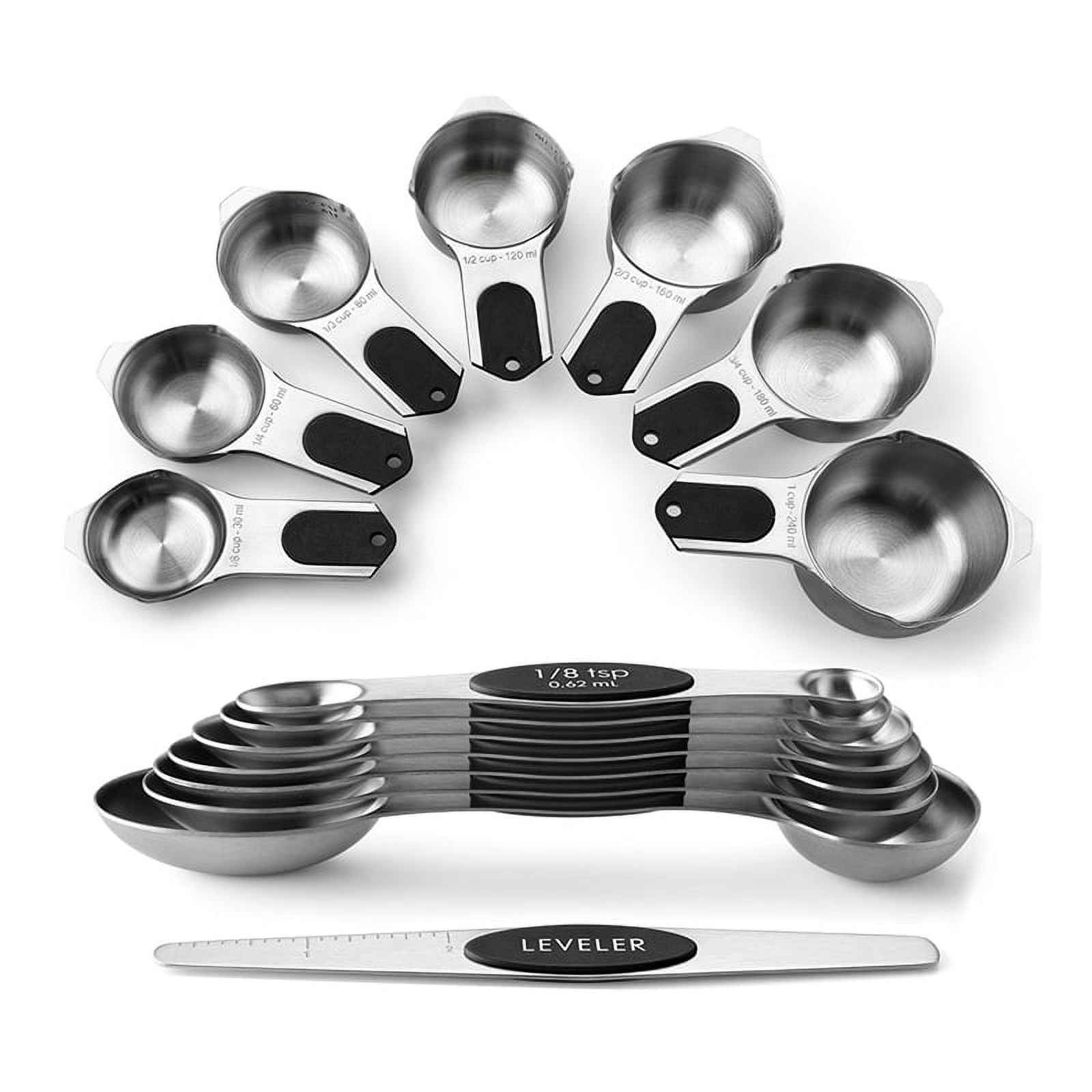 Magnetic Measuring Cups and Spoons Set, Heavy Duty Stainless Steel ...
