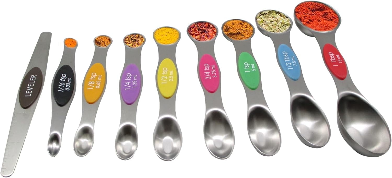 Magnetic Measuring Spoon - Dual Sided, Stainless Steel Tablespoons for ...