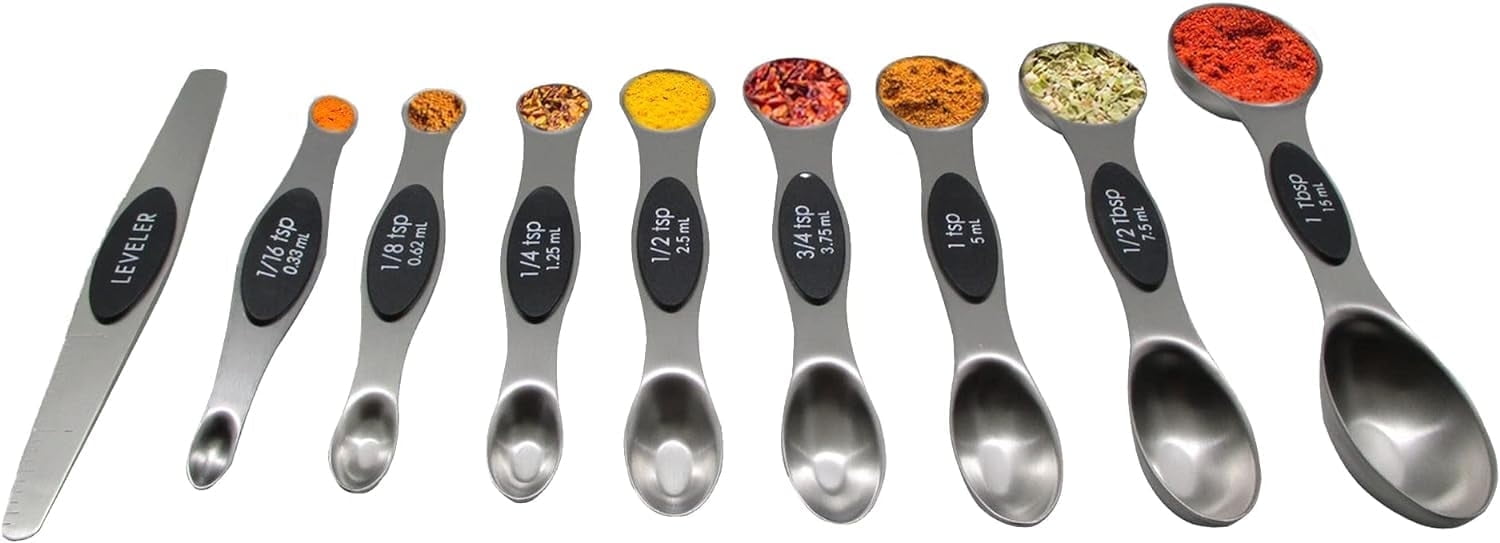 Magnetic Measuring Spoon - Dual Sided, Stainless Steel Tablespoons for ...