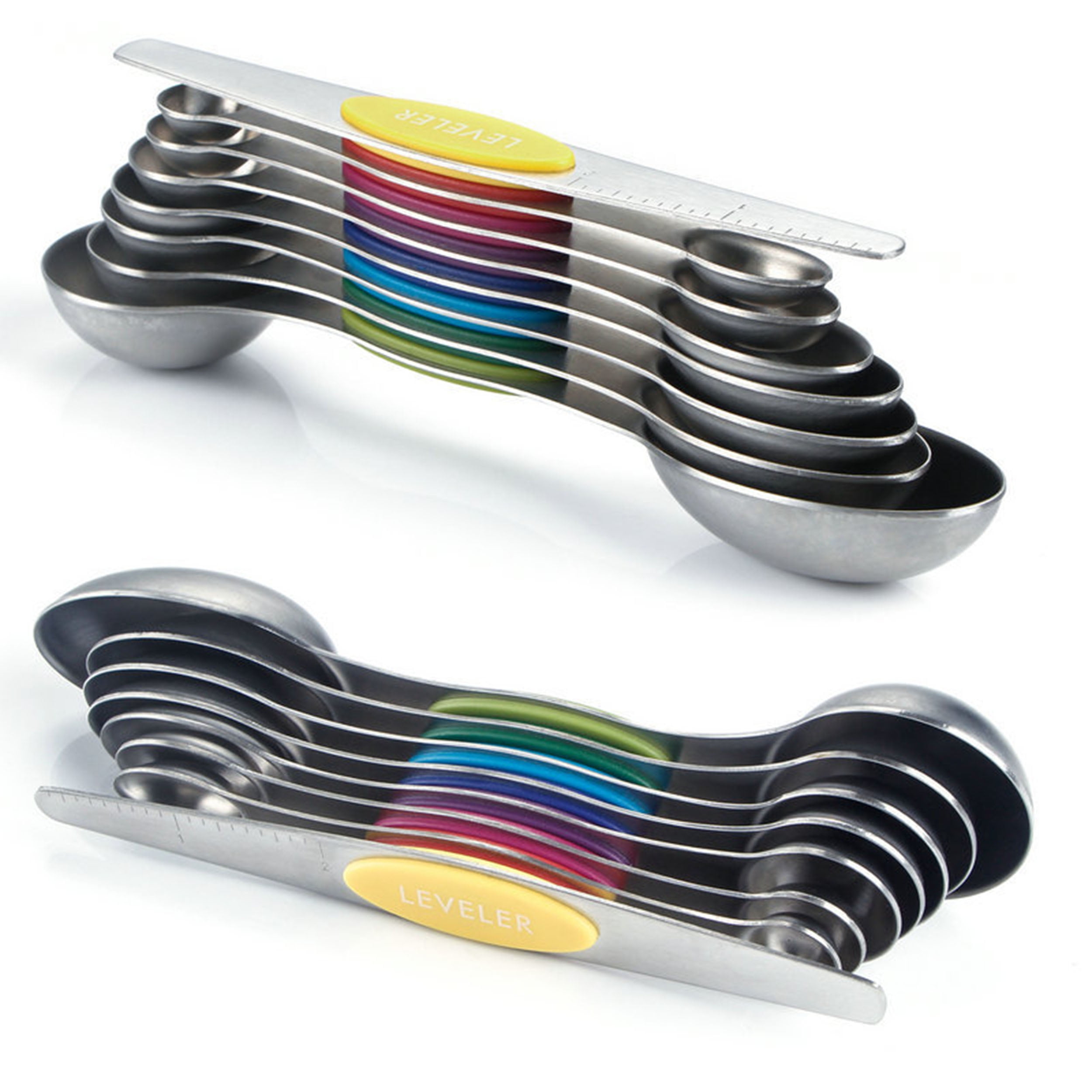 Magnetic Measuring Spoons Modern Design MULTI-COLOR Set of 8 Stainless ...