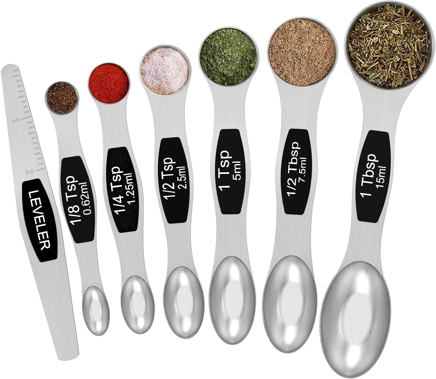 Magnetic Measuring Spoons Set - Stainless Steel Double Sided Measuring ...