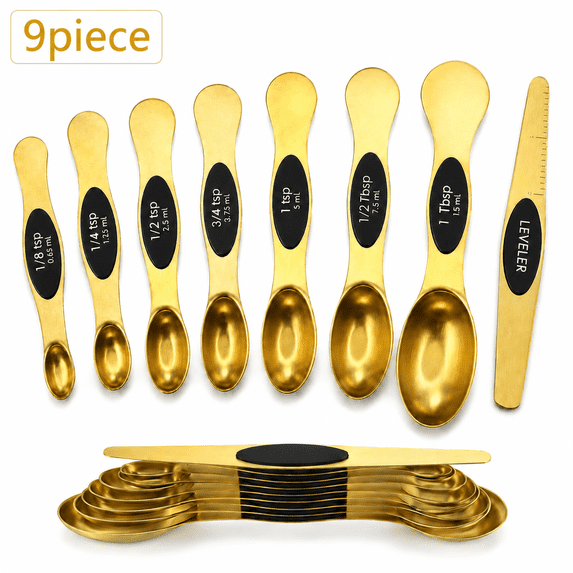 Rongsi 9 Piece Magnetic Measuring Spoons Set, Stainless Steel, Dual ...