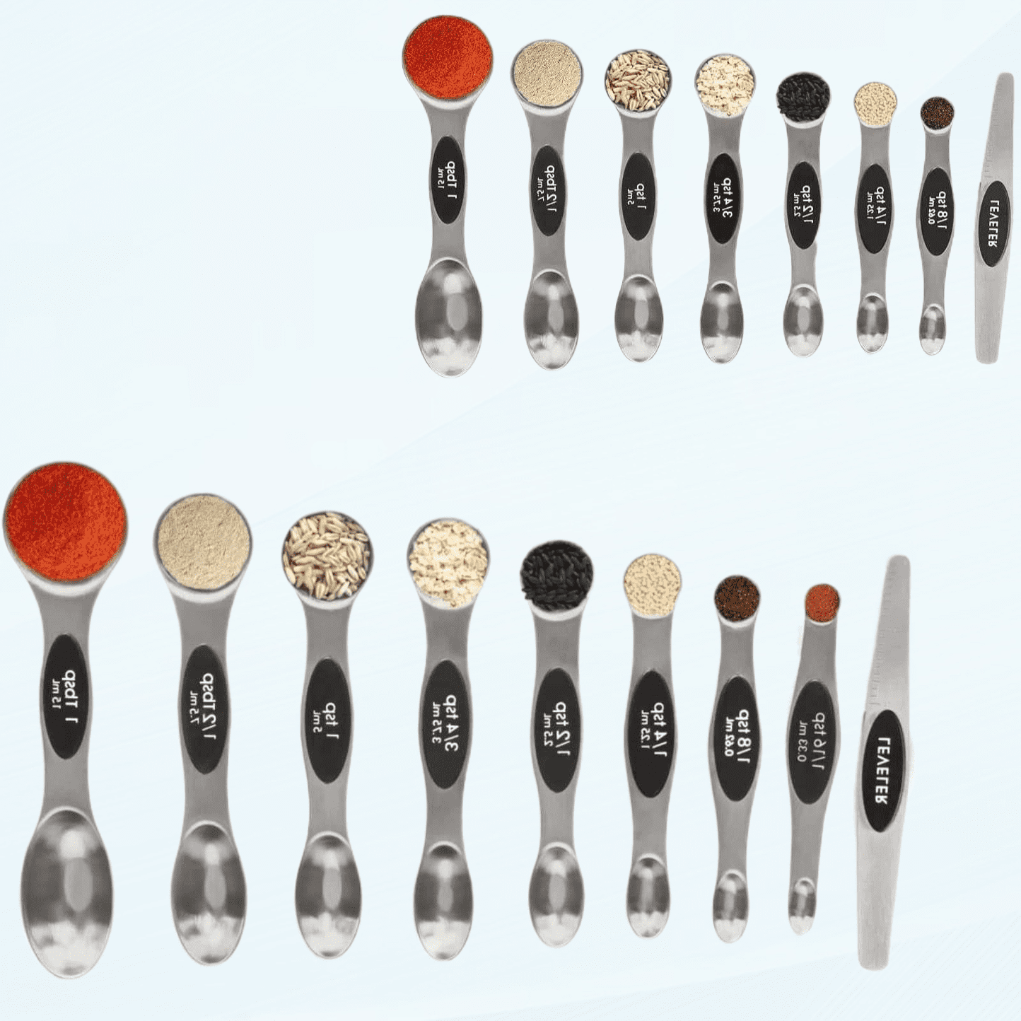 Magnetic Measuring Spoons Set Stainless Steel with Leveler-9pcs ...