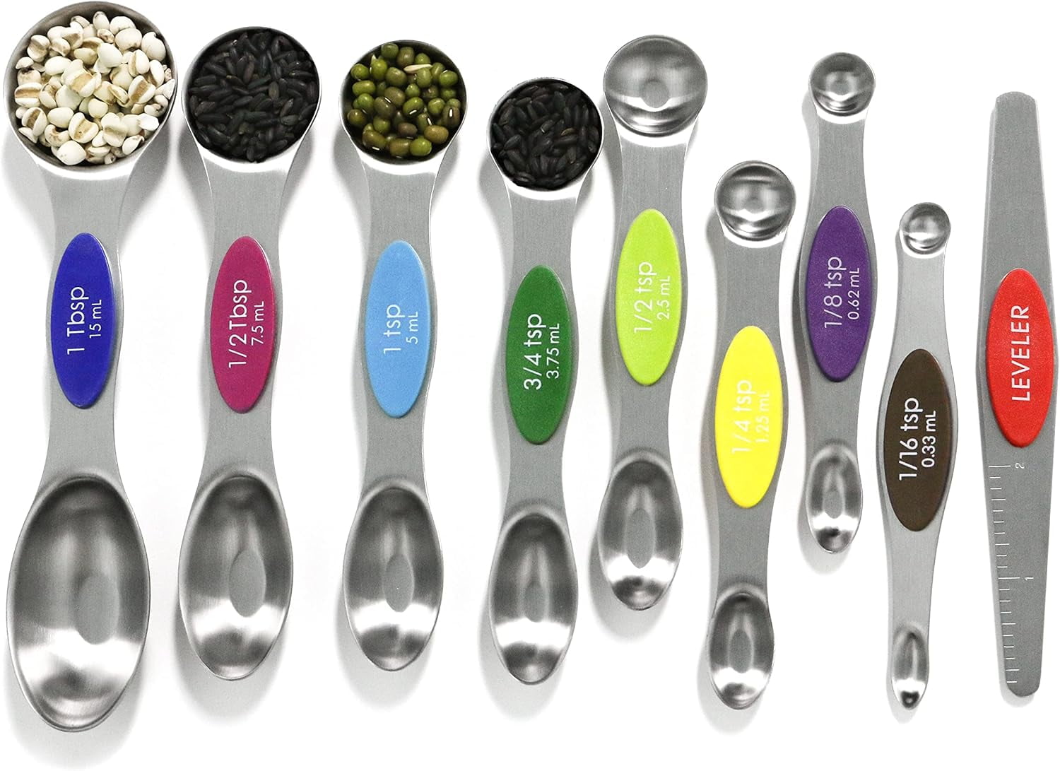 Magnetic Measuring Spoons Set Stainless Steel with Leveler, Stackable ...