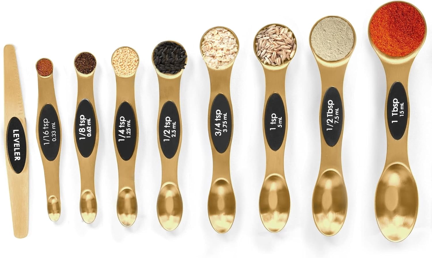 Magnetic Measuring Spoons Set Stainless Steel with Leveler, Stackable ...