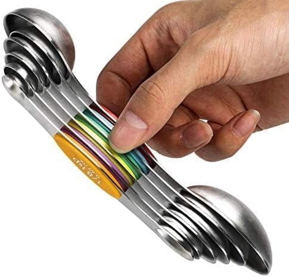 Magnetic Measuring Spoons Set of 6 Stainless Steel Dual Sided Stackable ...