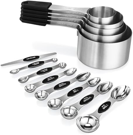 Magnetic Measuring cups and spoons Set, 5 Stainless Steel Magnetic ...