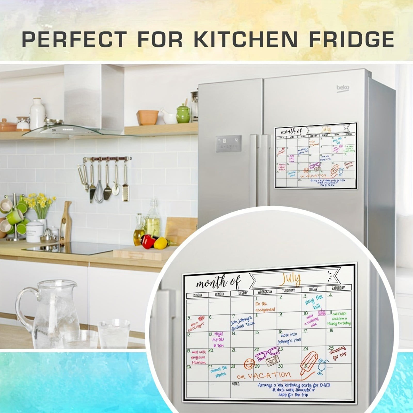 Magnetic Memo Refrigerator Board with Erasable Surface, Perfect for ...