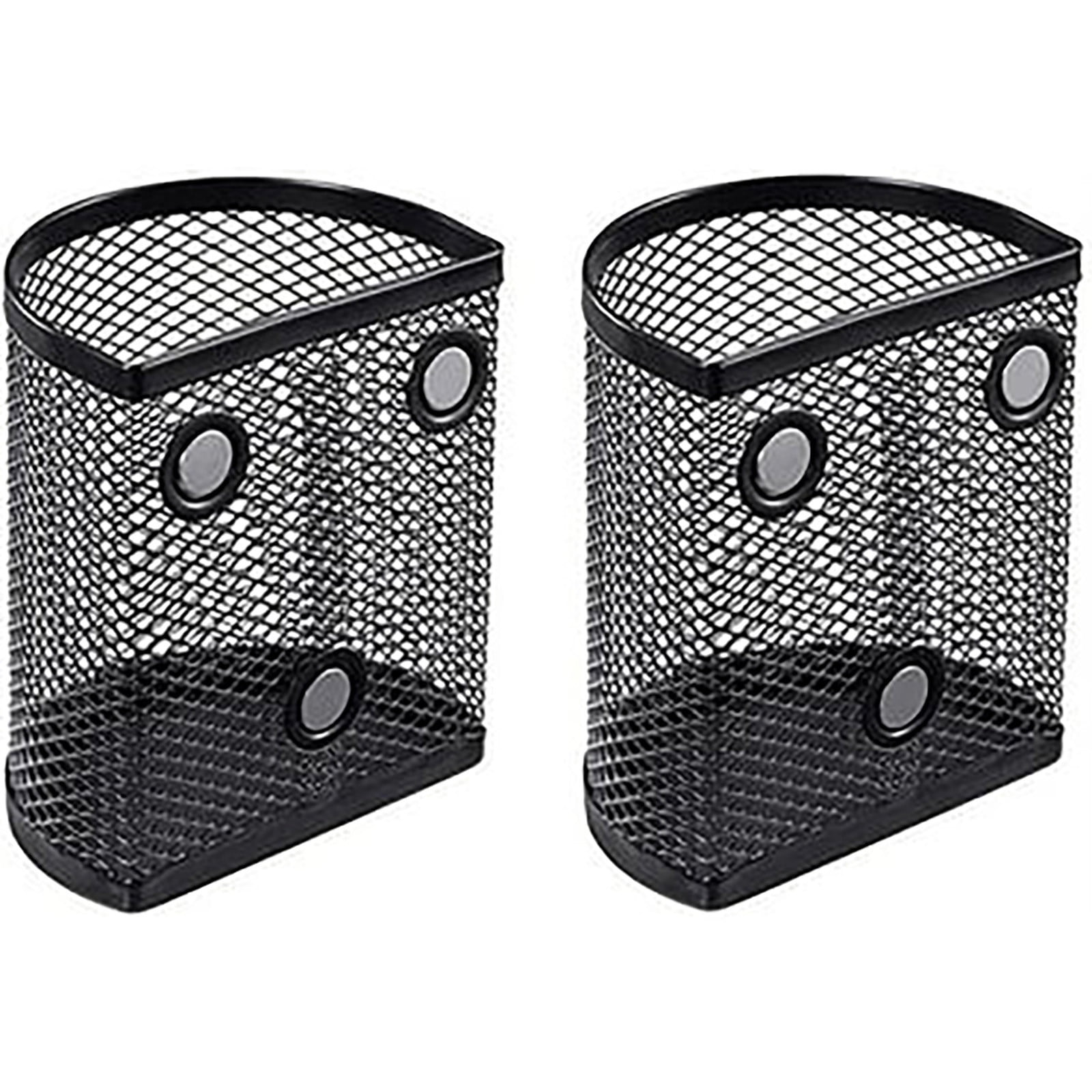 Magnetic Mesh Pencil Holder - Set of 2, Black Metal Mesh Organizers for ...