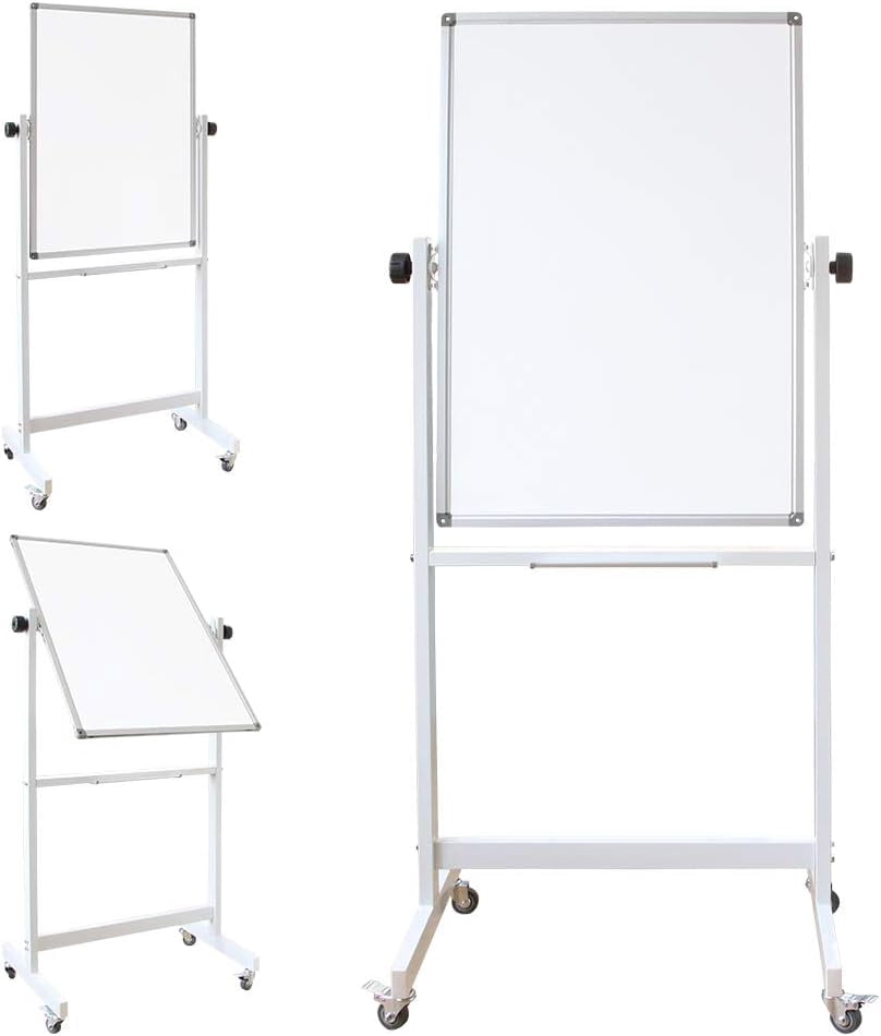 Magnetic Mobile White Board with Stand, 36 x 24 Inches, Rolling Double ...