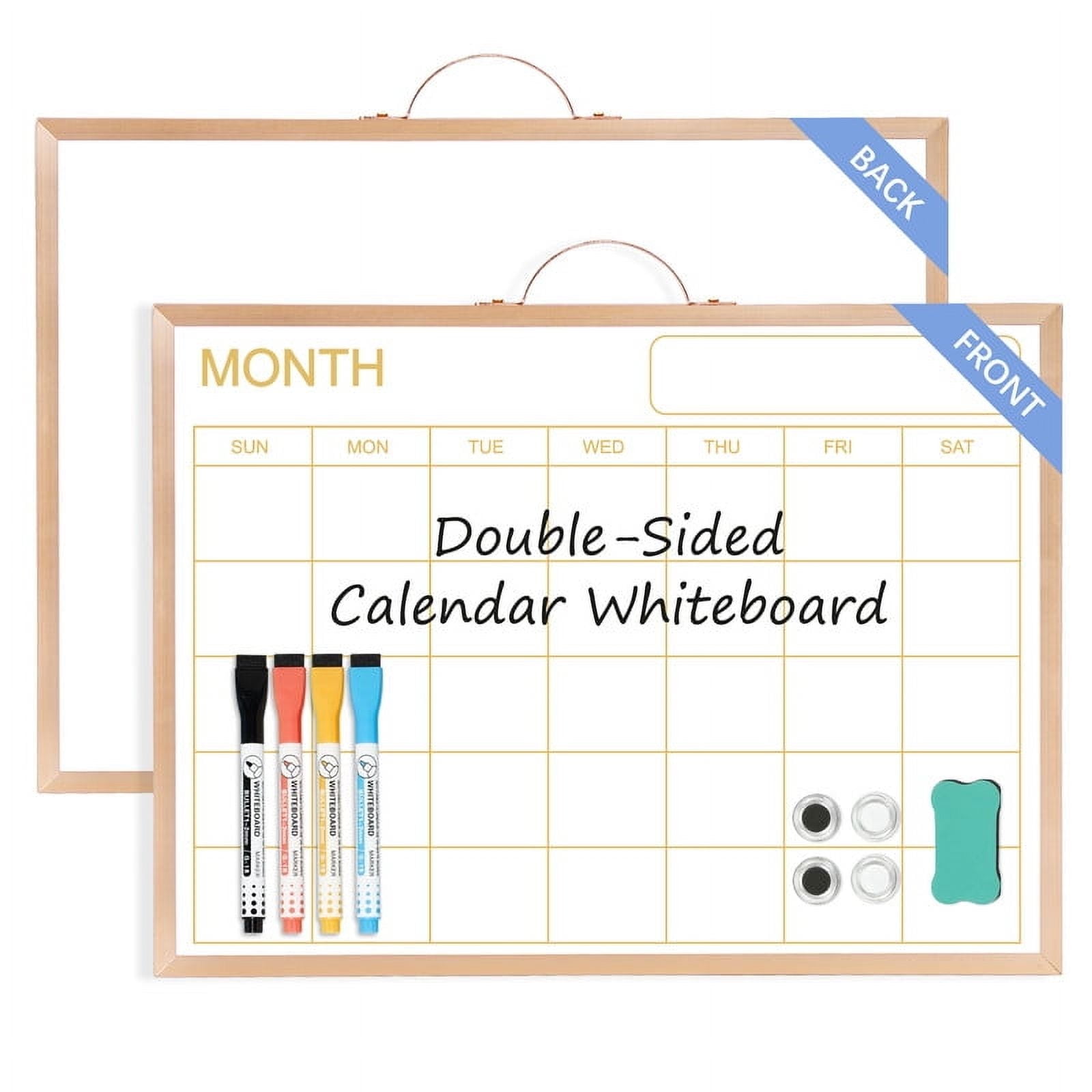 Magnetic Monthly Calendar Whiteboard, 16'' x 12'' Double Sided Dry ...