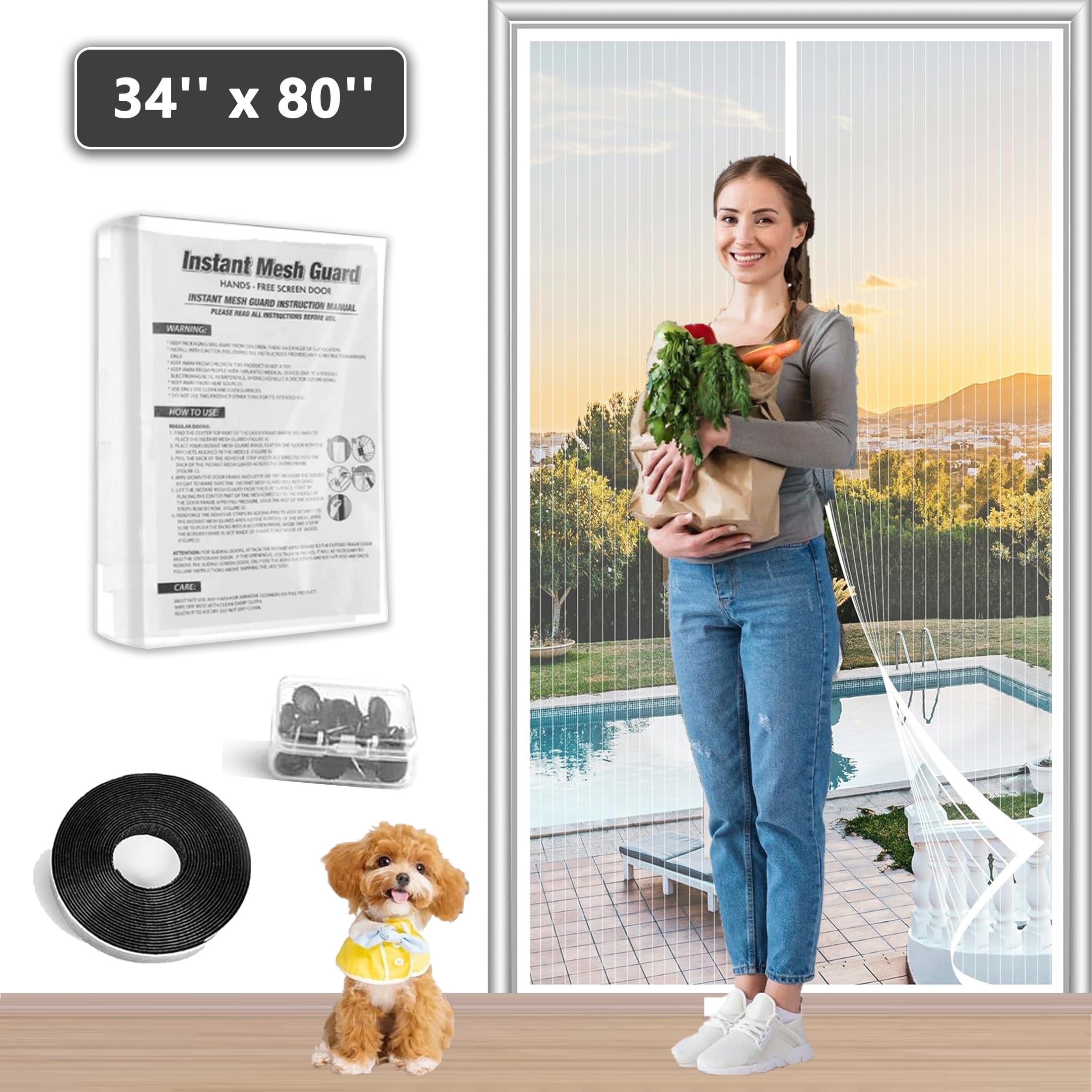 Magnetic Door Cover,Easy Install Mosquito Door Screen Closure,Self ...