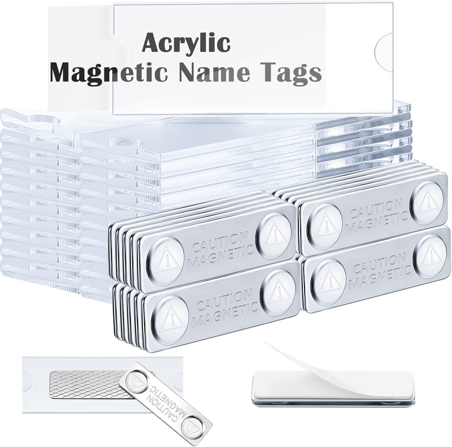 Magnetic Name Tags Kit Acrylic Name Badge Holders Clear Label Holders ...
