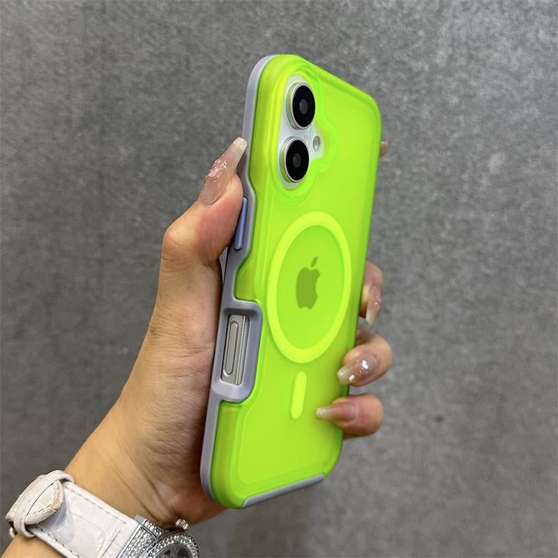 Magnetic Neon Color Matte Translucent Armor Shockproof Case For iPhone ...