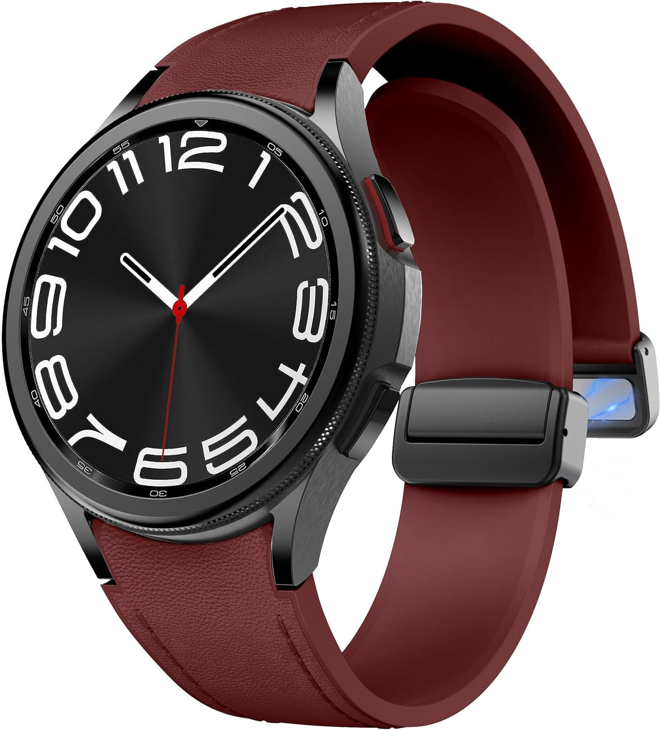 Magnetic No Gap Leather Watch Band, Compatible with Samsung Galaxy Watch 7/6/5/4 44mm 40mm ...