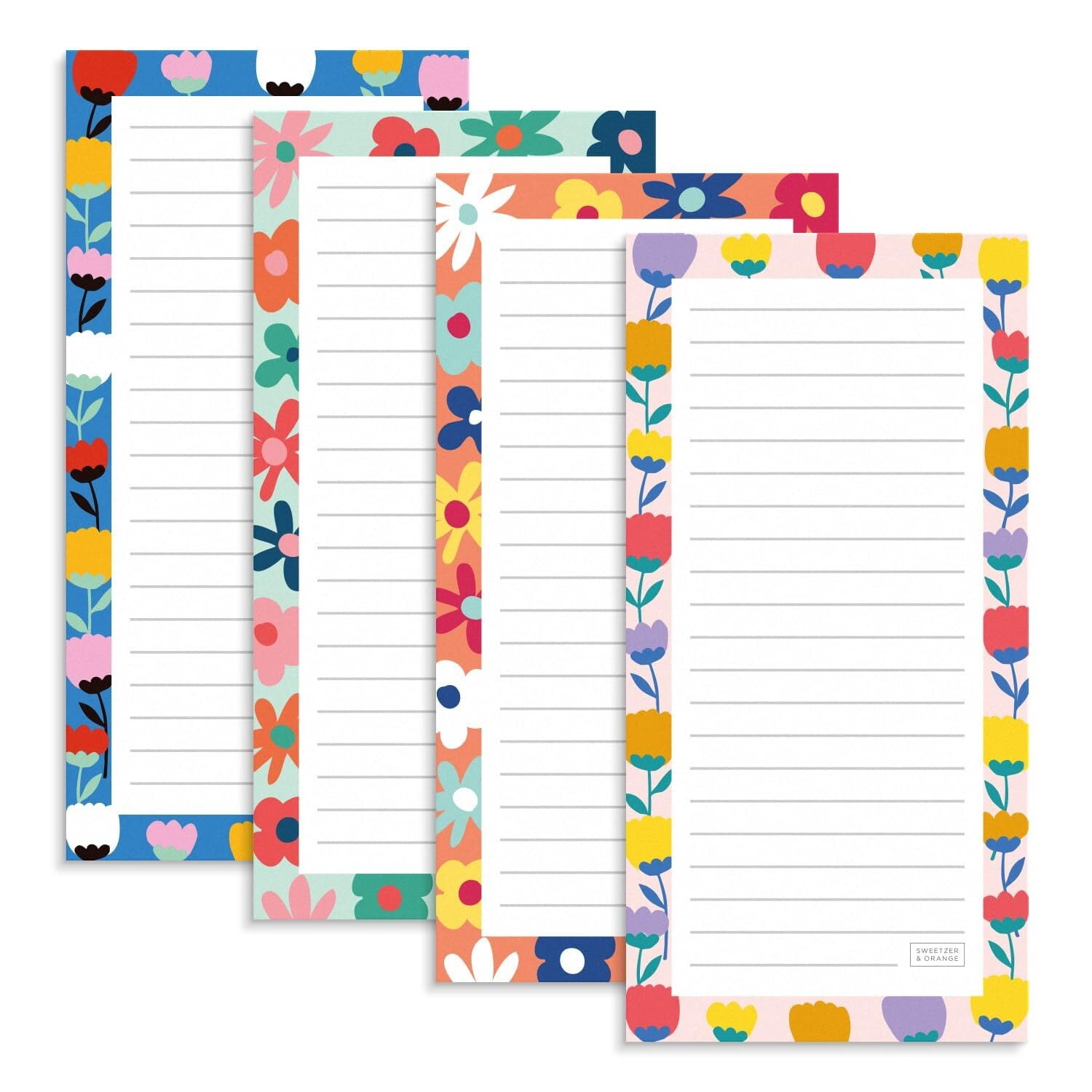 A Magnetic Notepads for Refrigerator 4 Pack - Fun Floral planner for ...