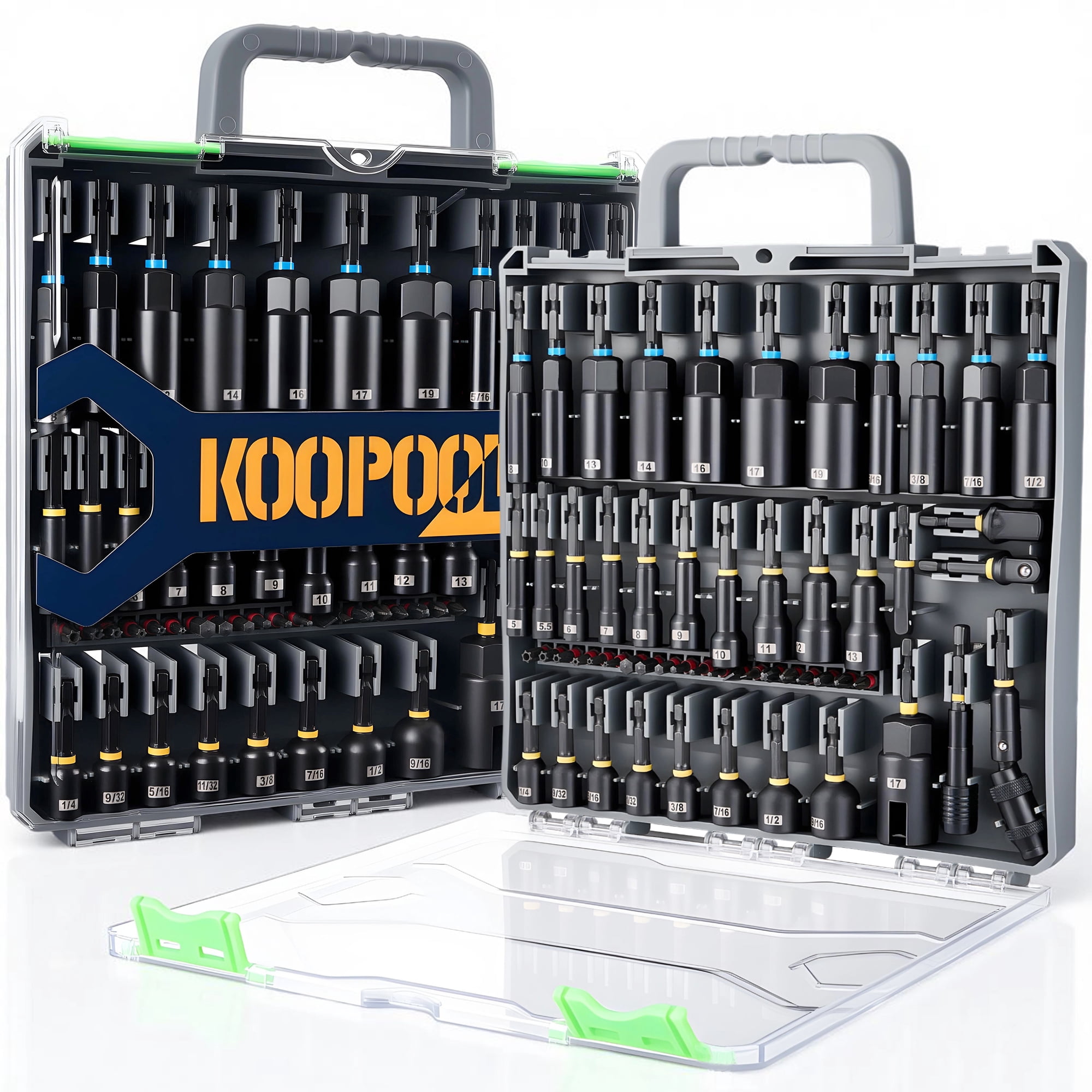 Magnetic Nut Driver Bit Set, SAE & Metric Sizes, Socket Adapters, Quick ...