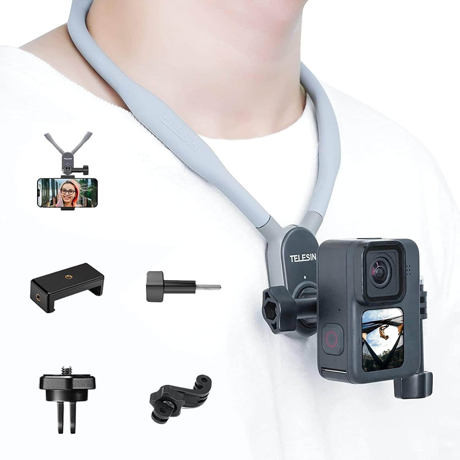 Magnetic POV Selfie Neck Holder Mount with Phone Vertical Mount Kit ...