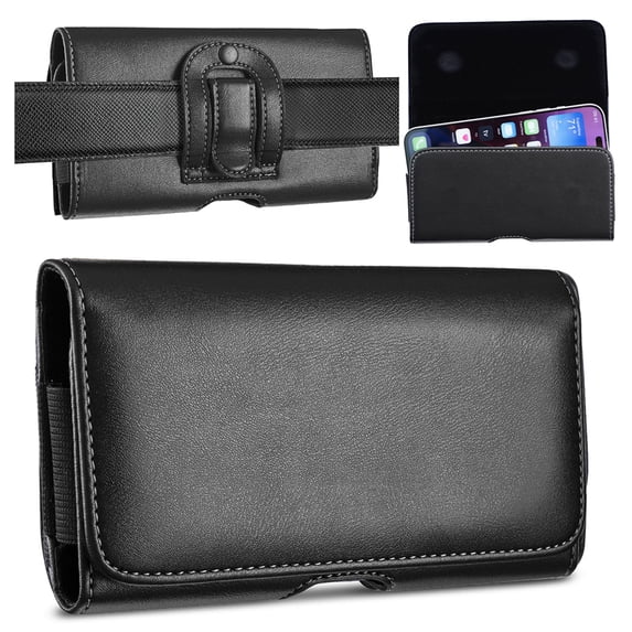 Magnetic PU Leather Holster with Belt Clip, for Cell Phone Under 7 Inch ...