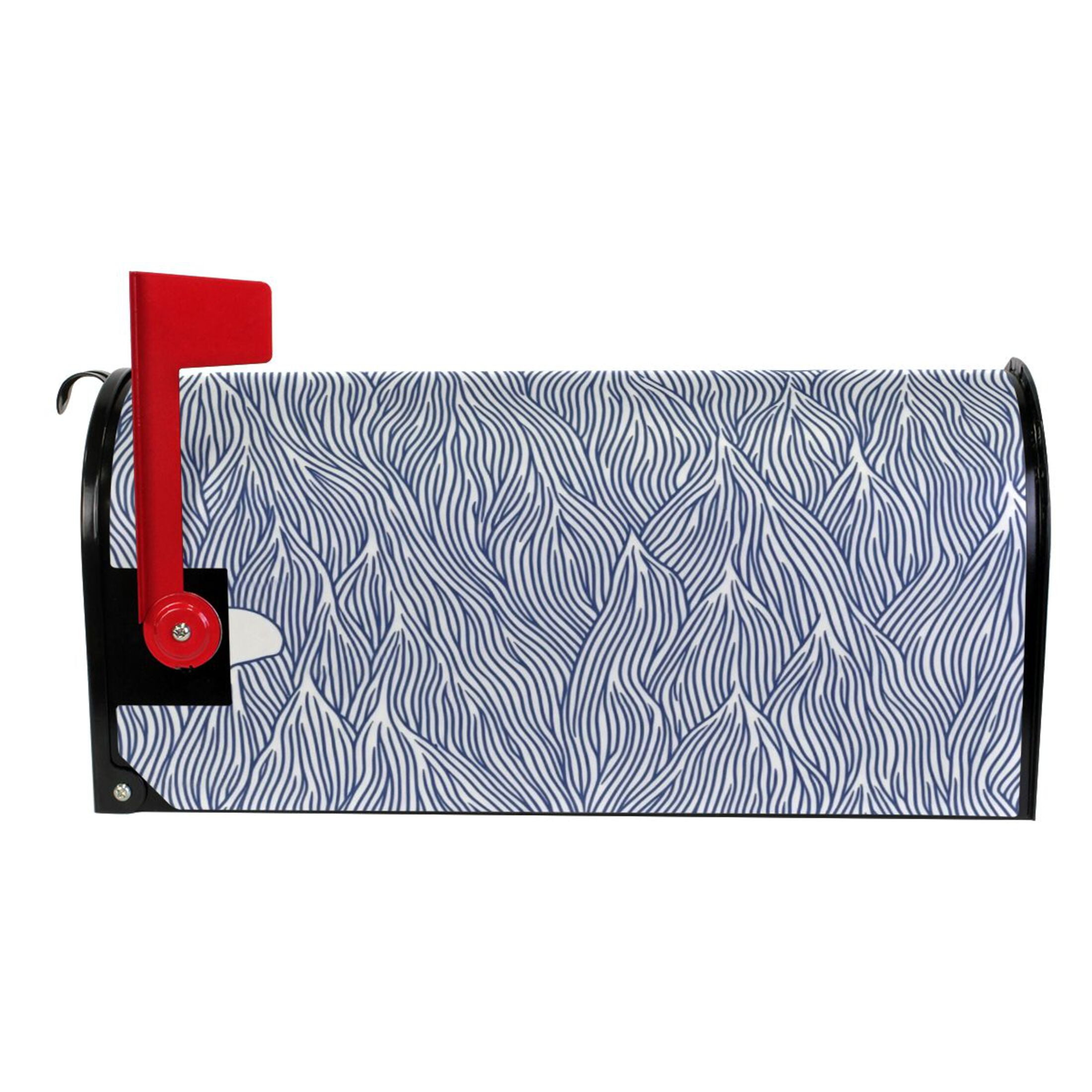 Magnetic PVC Mailbox Cover Navy Blue Wave Pattern, 20.7" x 18" Standard ...
