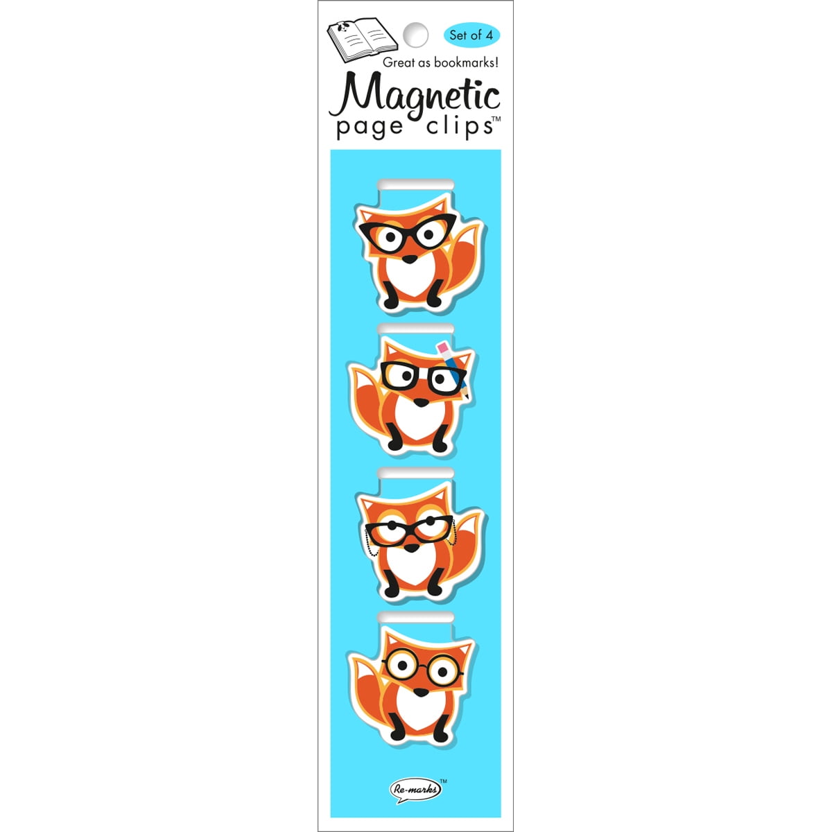 Magnetic Page Clip Bookmarks 4/Pkg-Foxes - Walmart.com
