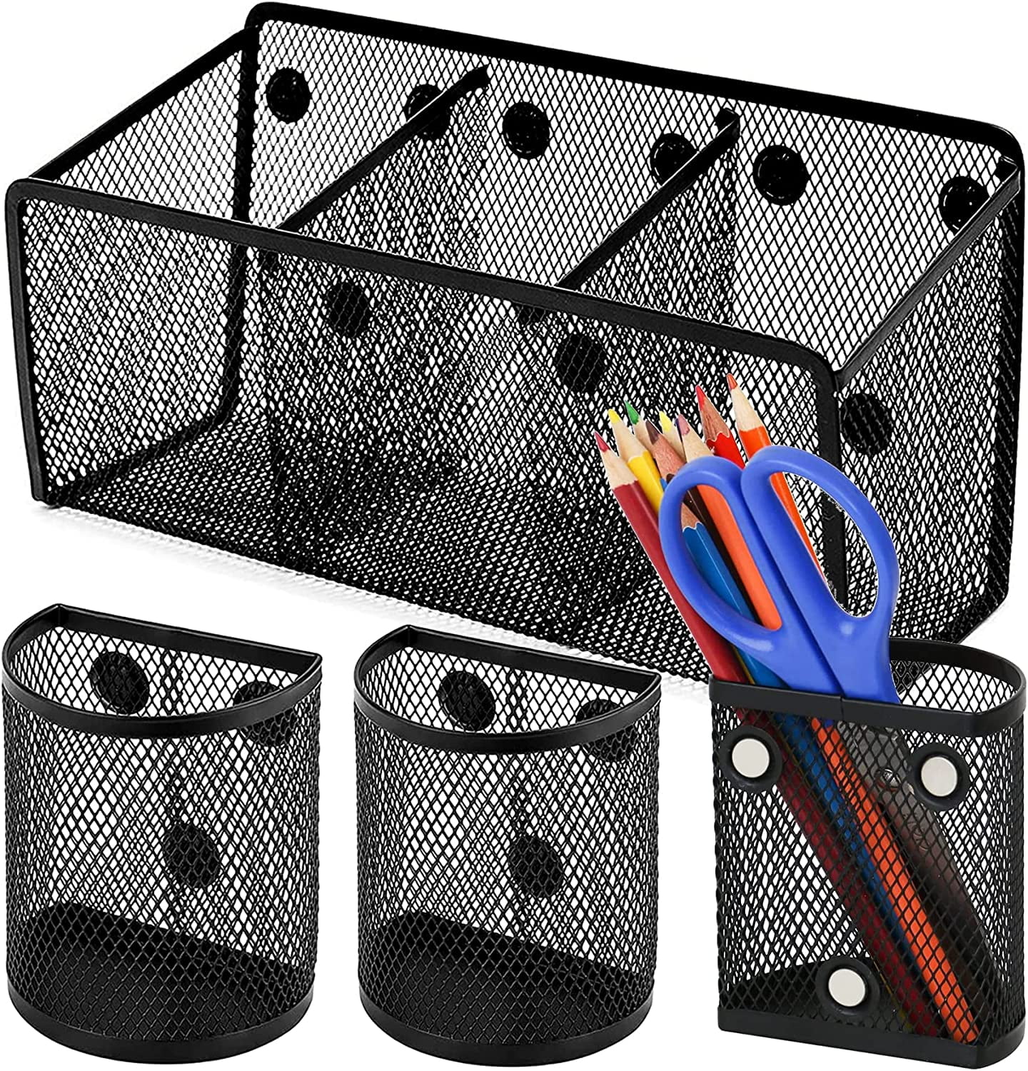 Magnetic Pencil Holder,5 Pack Magnetic Storage Basket Organizer,Extra ...