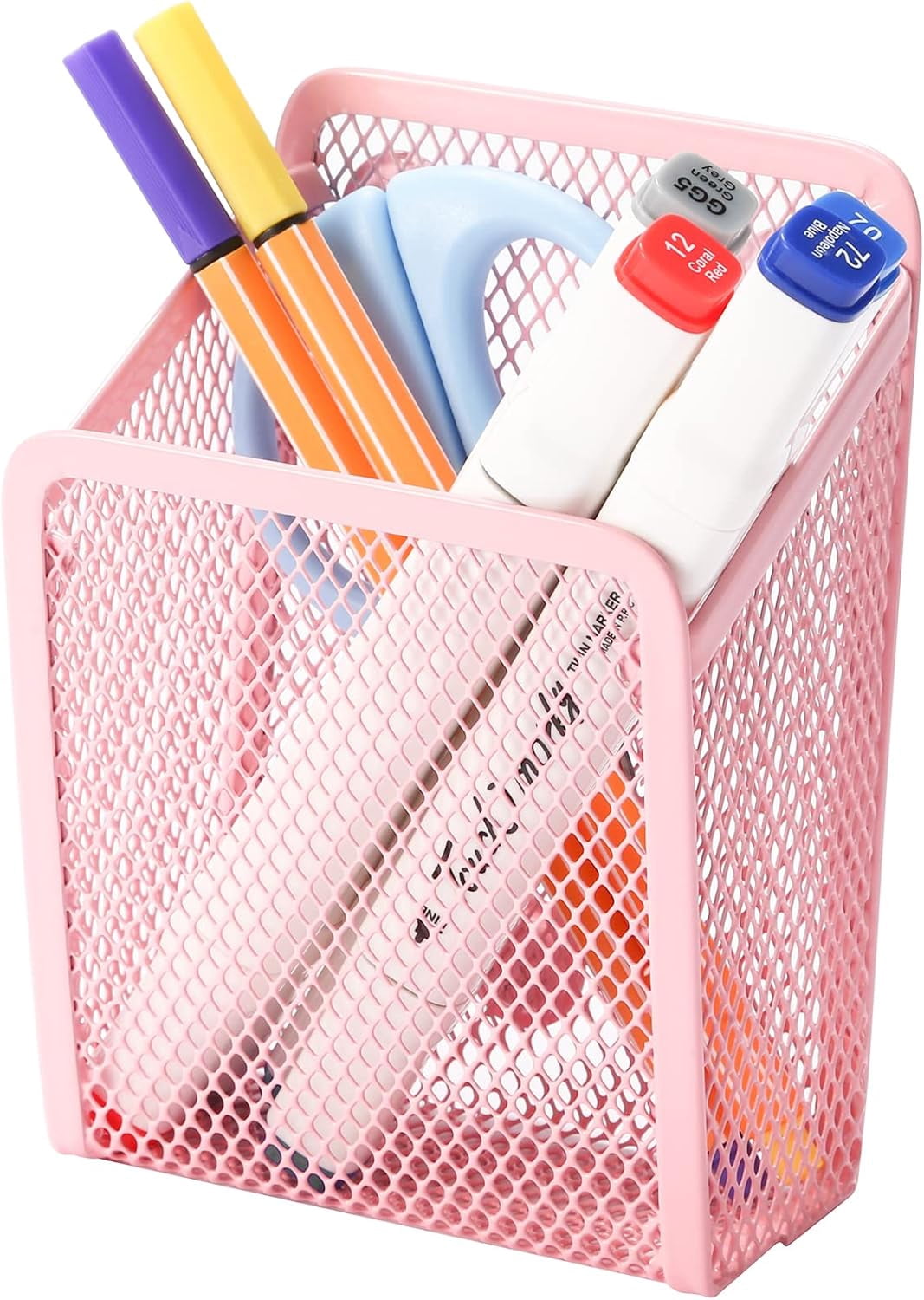 Magnetic Pencil Holder,Mesh Stainless Steel Pen Basket, Metal Writing ...