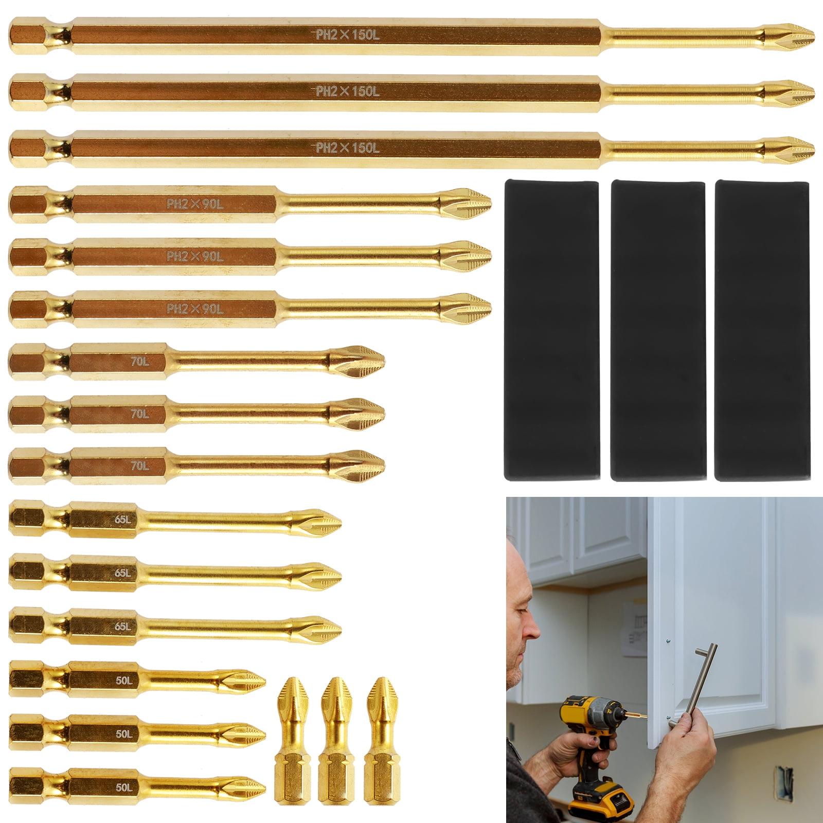 Magnetic Phillips Bits Set 25-150mm Anti Slip Screw Extractor and ...