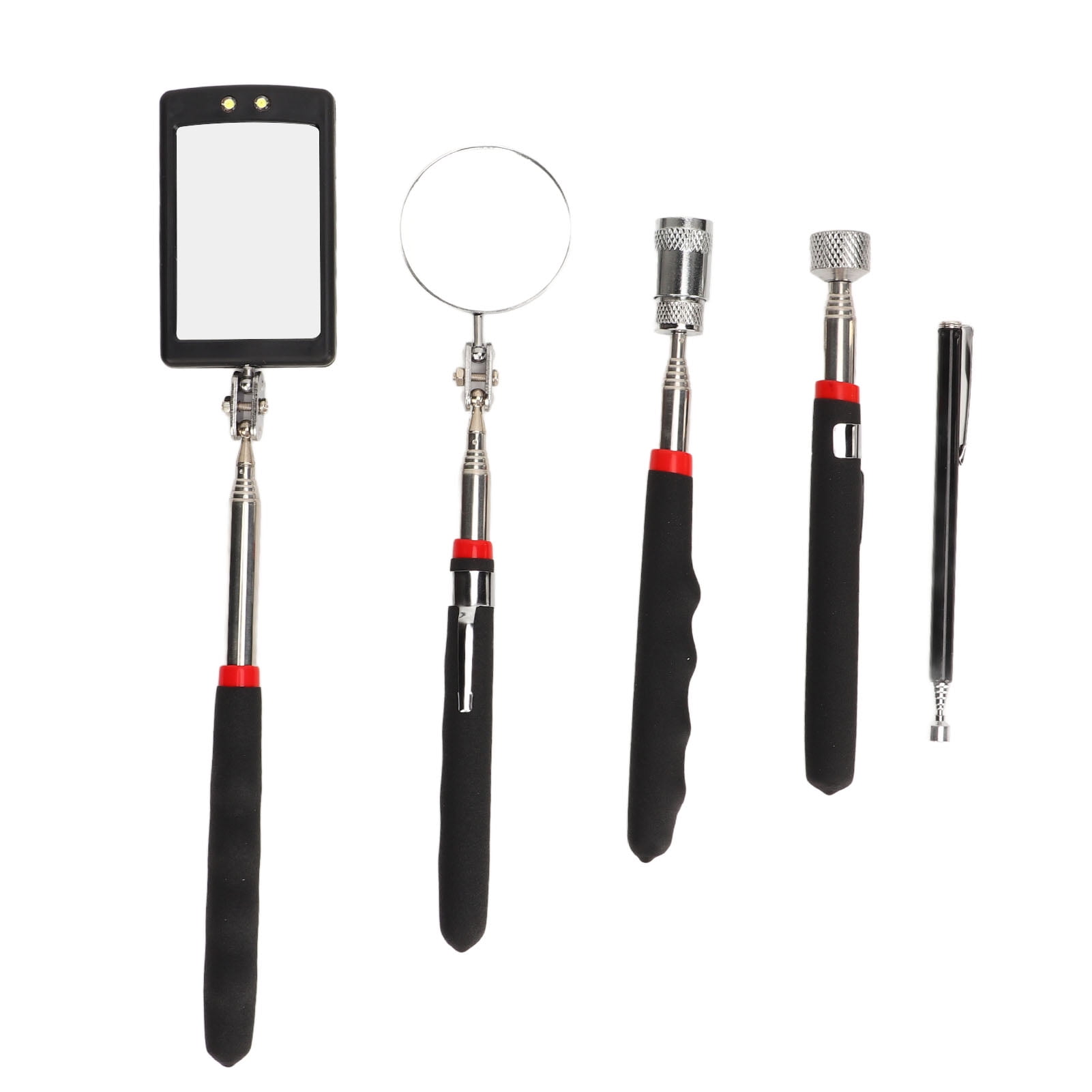 Magnetic Pickup Tool With LED, Telescopic Inspection Mirror, Extendable ...