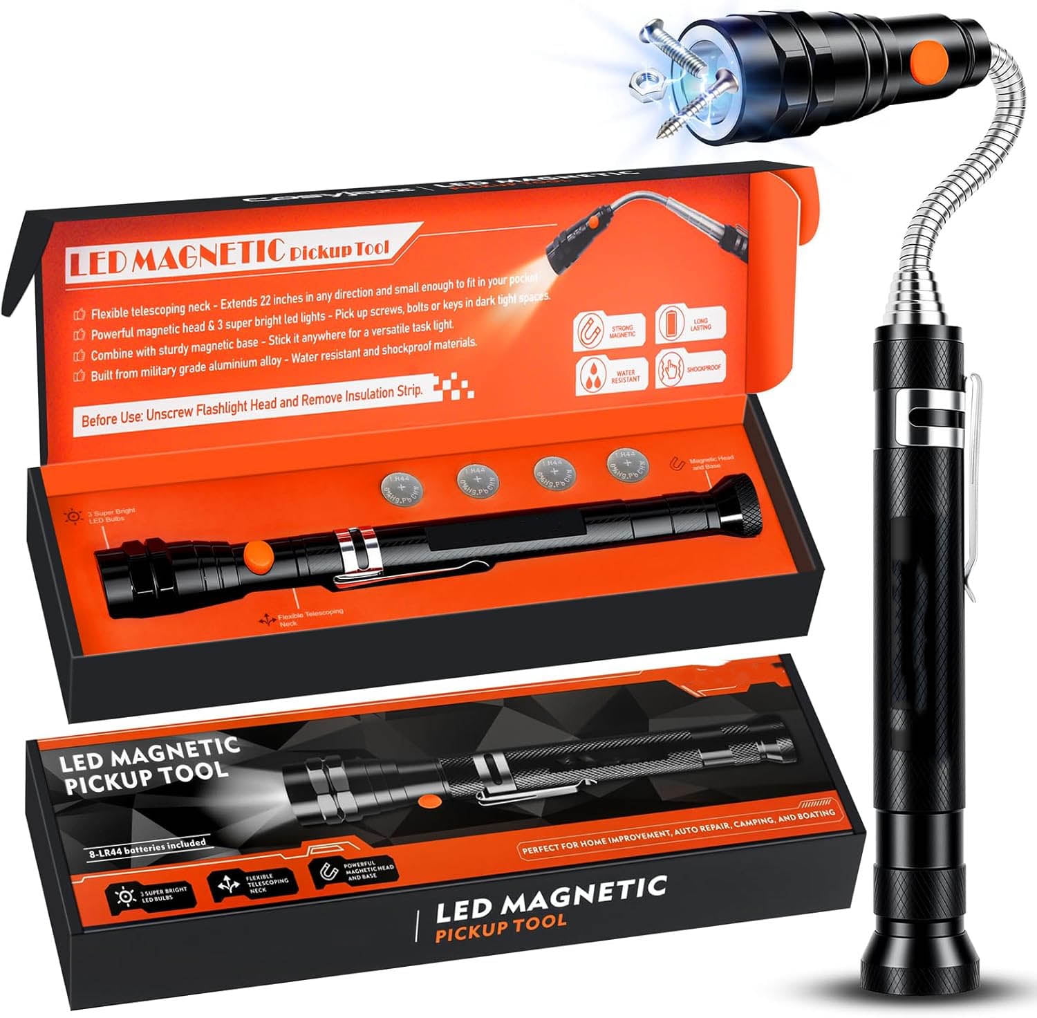 Magnetic Pickup Tool with LED Flashlight and Extendable Neck - Walmart.com