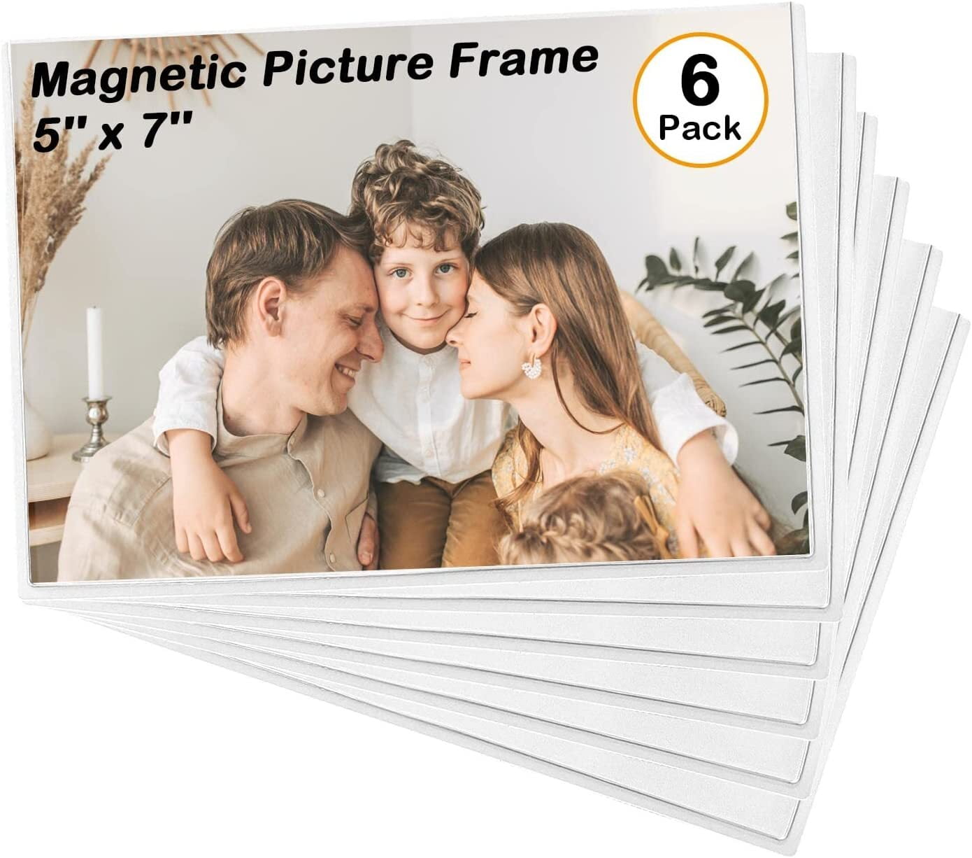 White Magnetic Picture Frame 5X7 Inches, Black Magnet Photo Holders for ...
