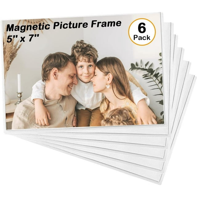 White Magnetic Picture Frame 5X7 Inches, Black Magnet Photo Holders for ...