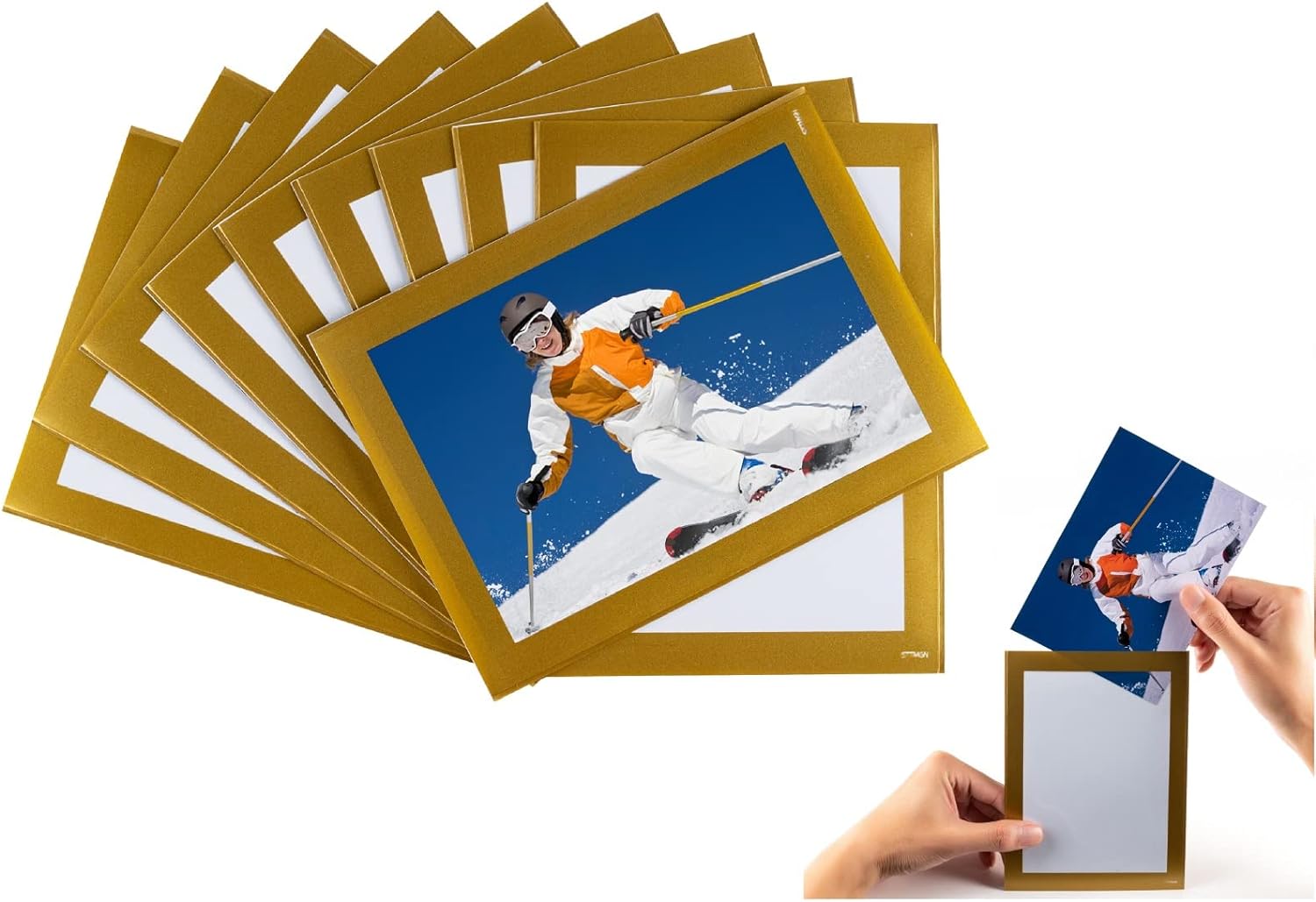 Magnetic Picture Frames(4"X6",10 Pack) with Golden Border,Magnet Photo ...