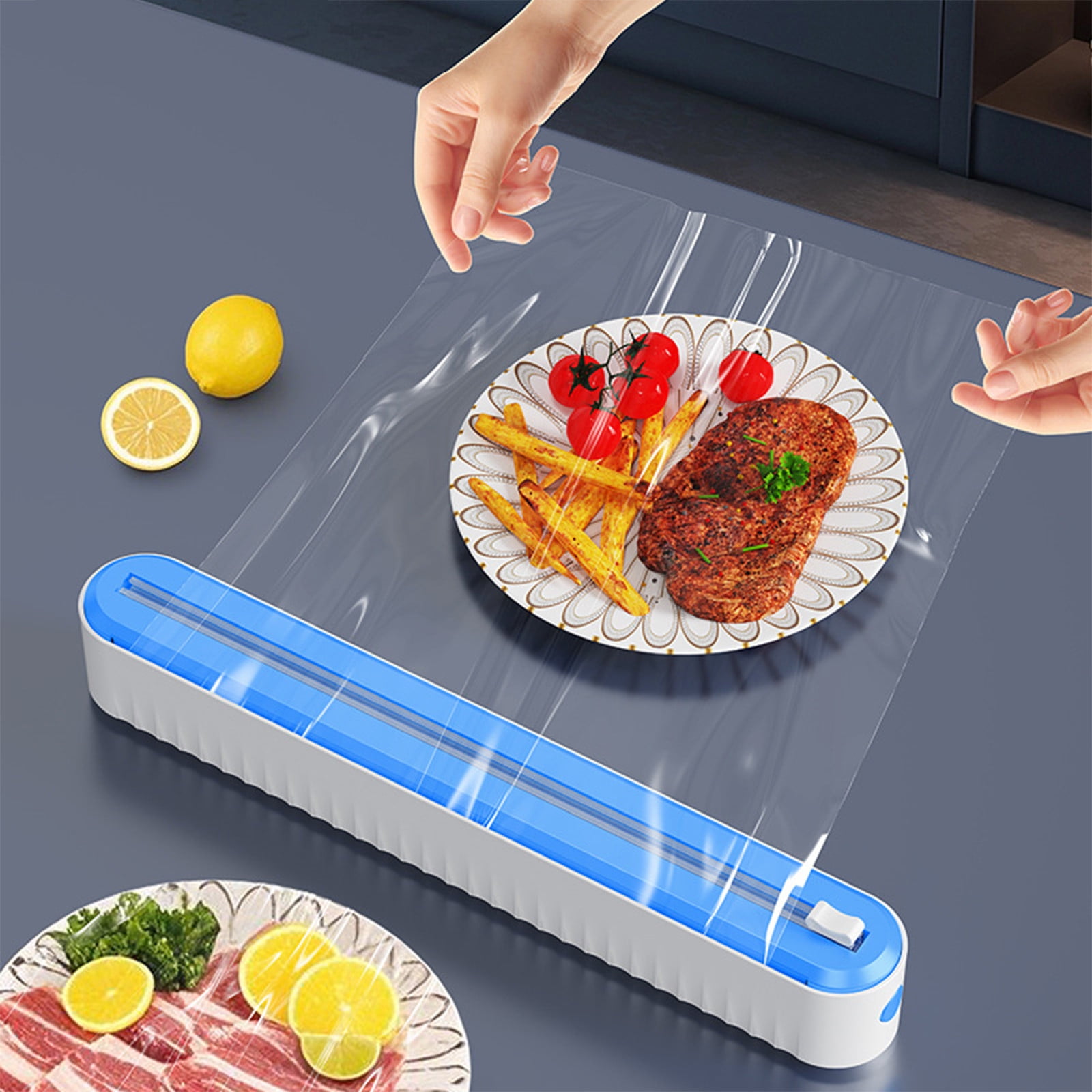 Magnetic Plastic Wrap Dispenser with Cutter, Refillable Organizer for ...