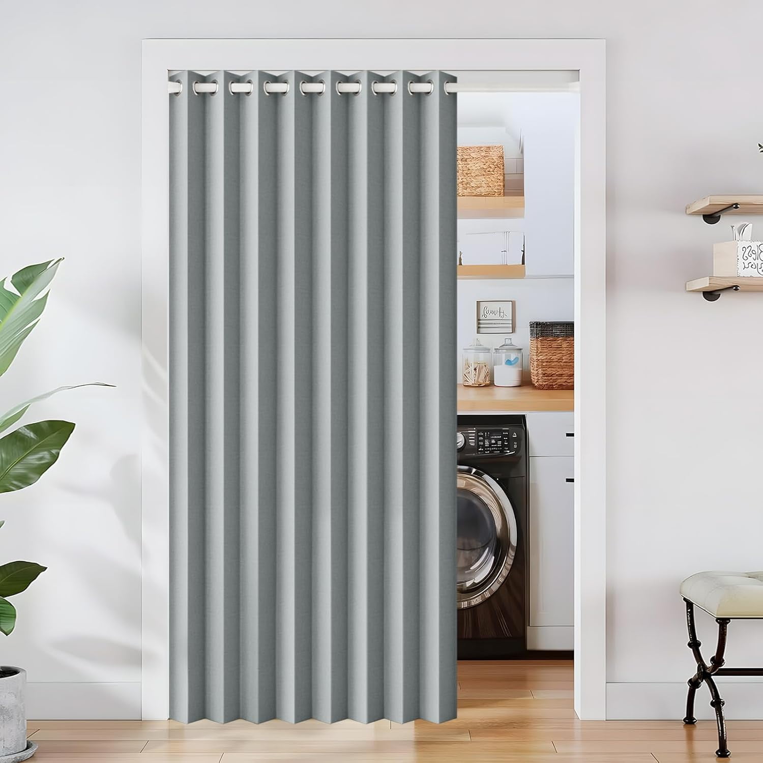 Magnetic Pleated Look Curtains - 100% Blackout Thermal Insulated Door ...