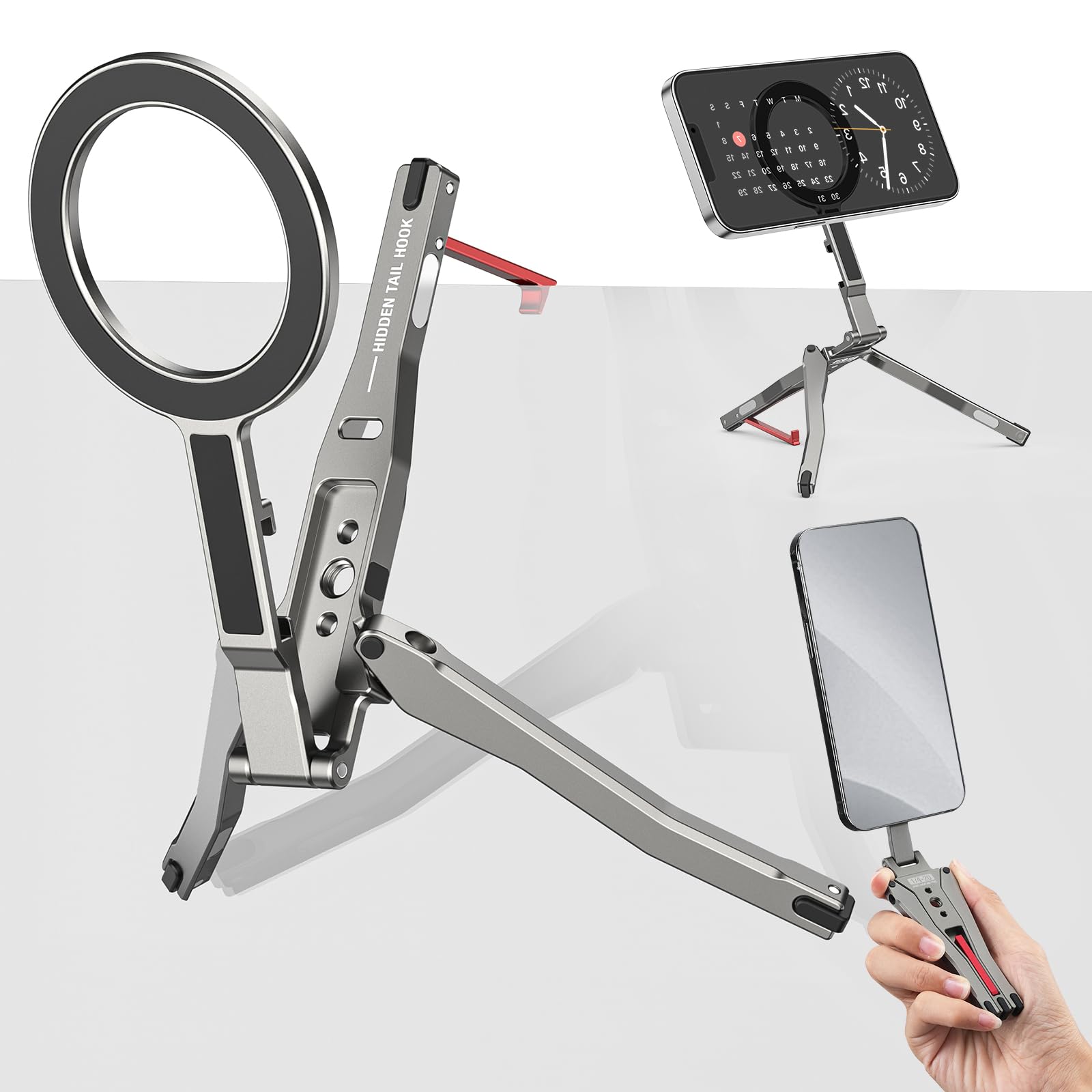 Magnetic Pocket Phone Tripod Foldable with Hook, MG-05G Phone Holder ...