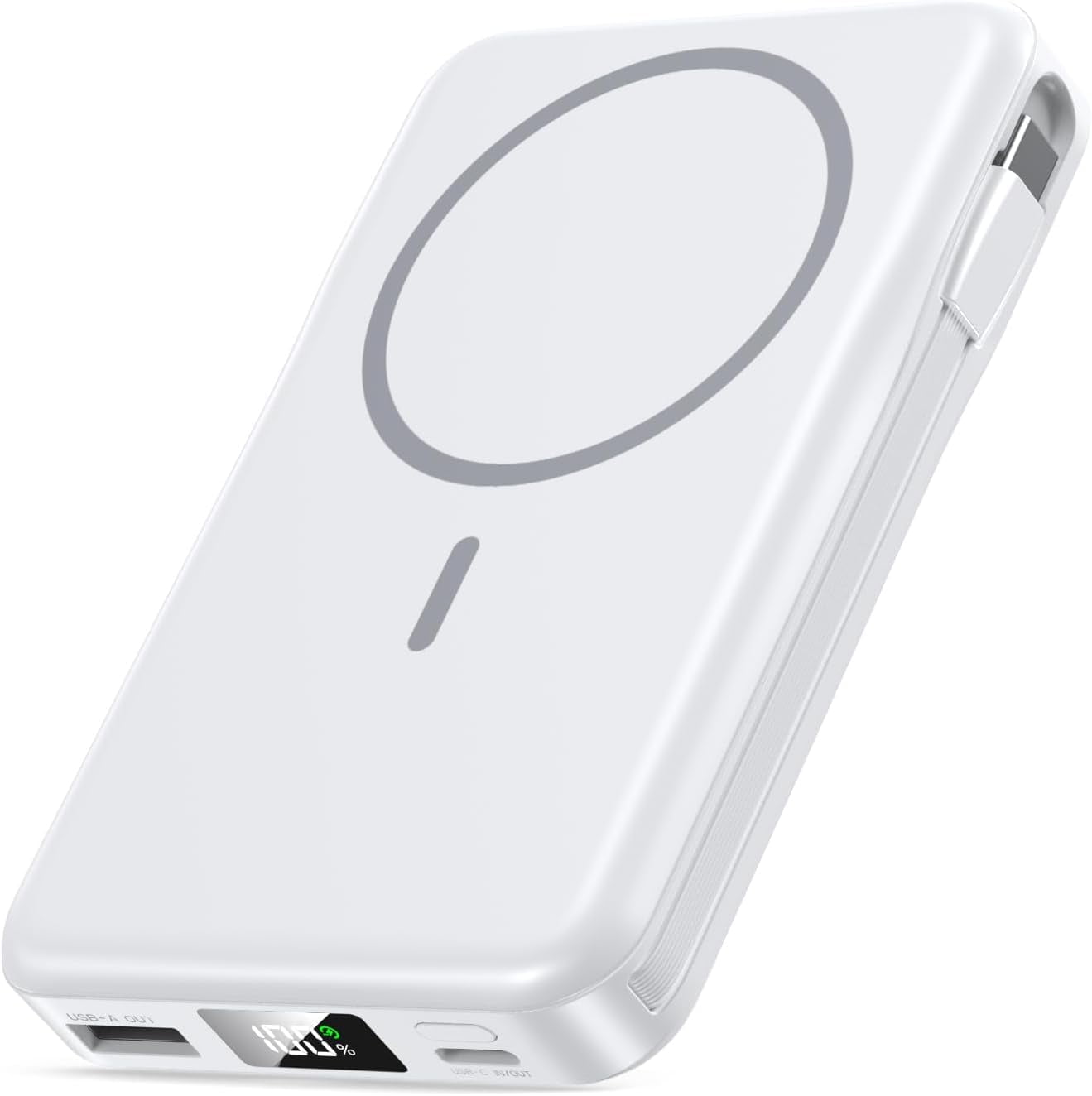 Magnetic Portable Charger, 10000mAh Power Bank, 5 in 1 Portable Charger with Built in Cable, 20W ...