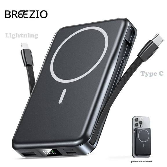 Magnetic Portable Charger, 10000mAh Power Bank, 5 in 1 Charger with ...