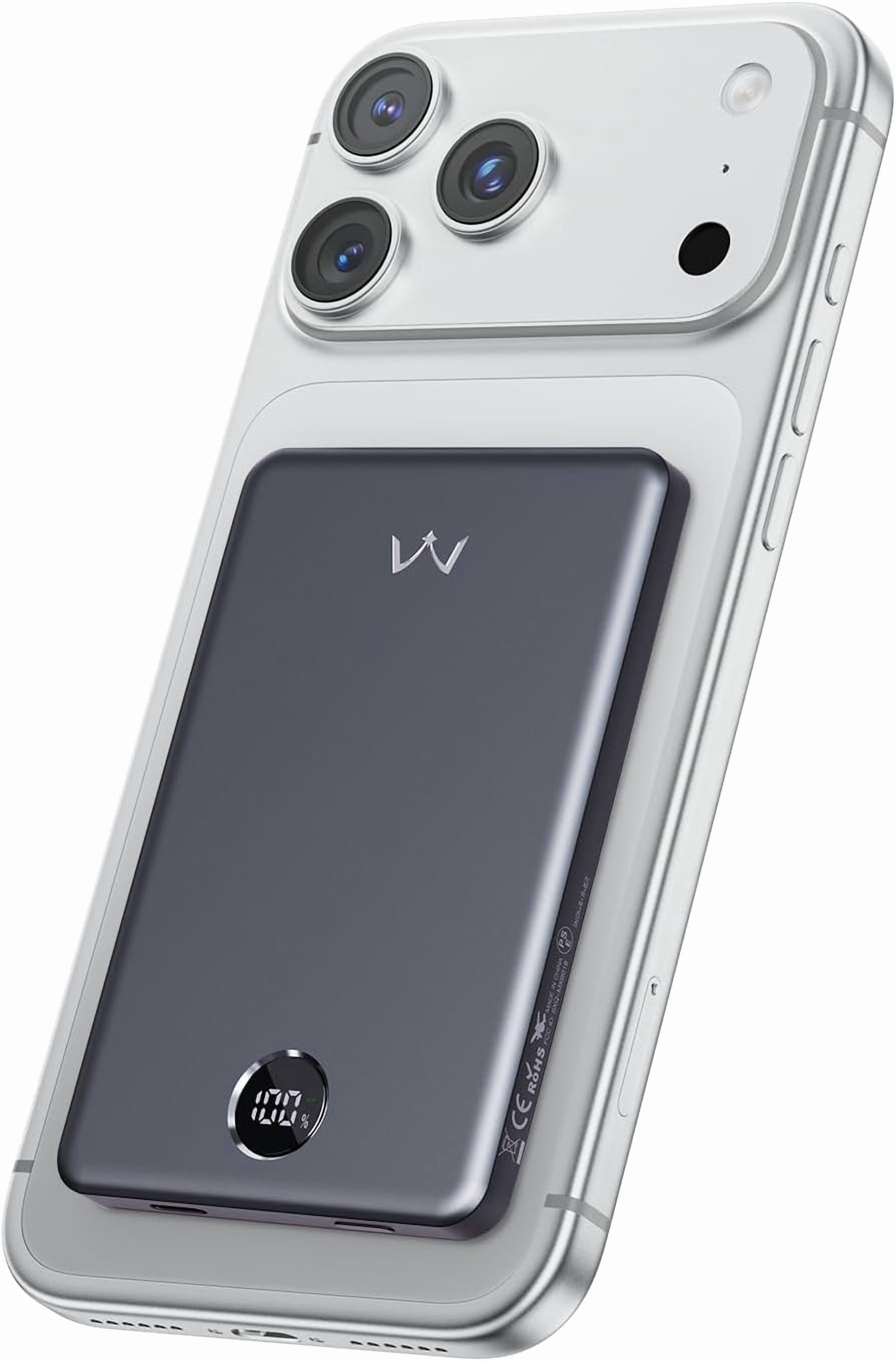 Magnetic Portable Charger, 5,000mAh Ultra-Slim Power Bank Wireless ...