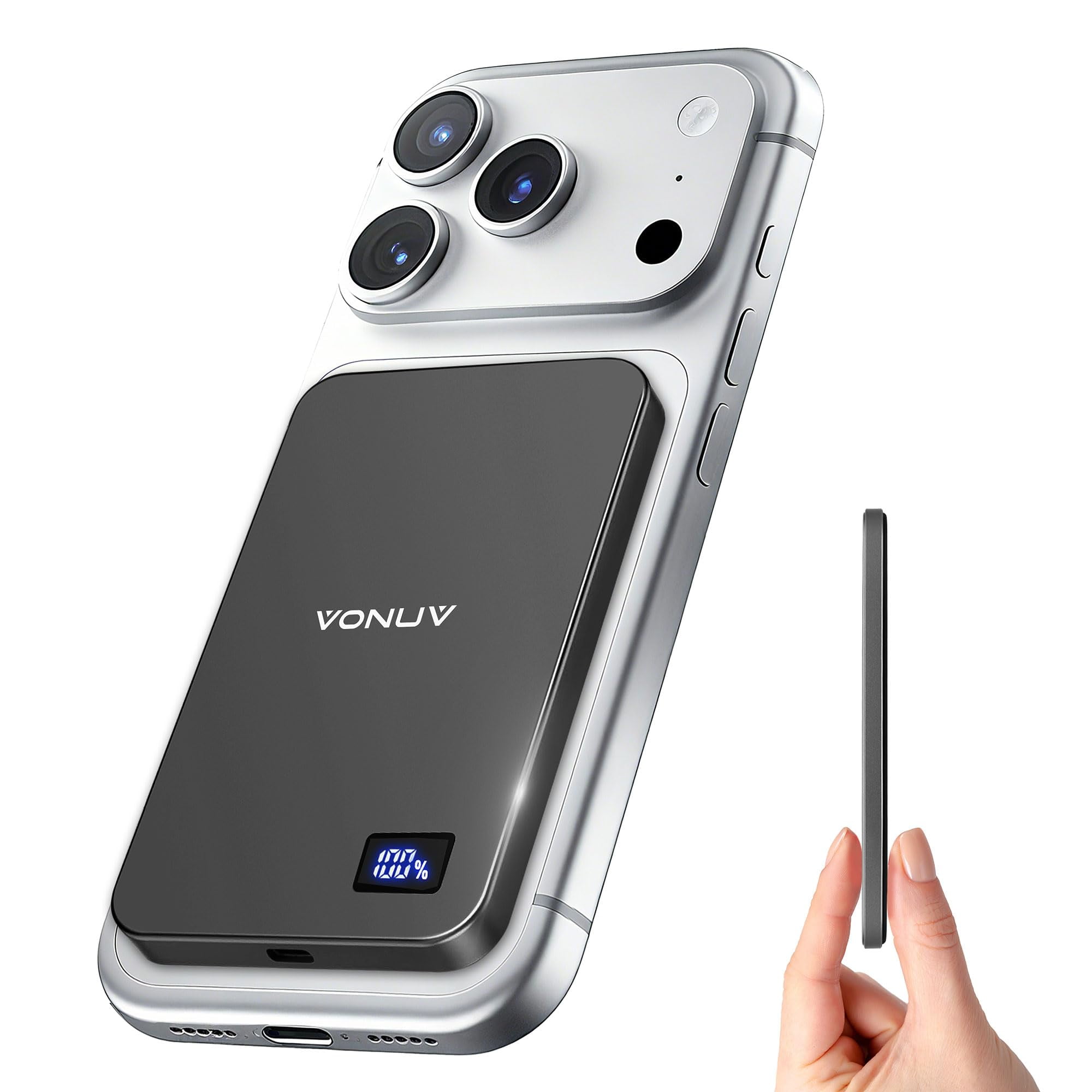 Magnetic Portable Charger 5000mAh, 15W Ultra Slim Wireless Portable ...