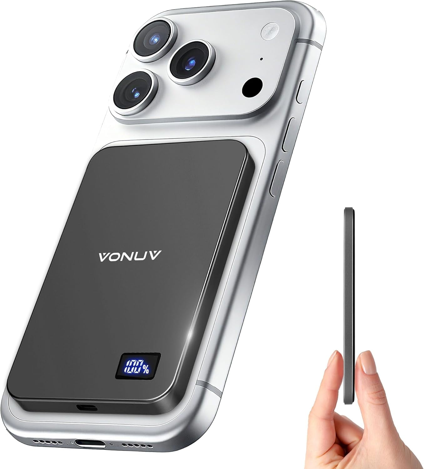 Magnetic Portable Charger 5000mAh, 15W Ultra Slim Wireless Portable ...