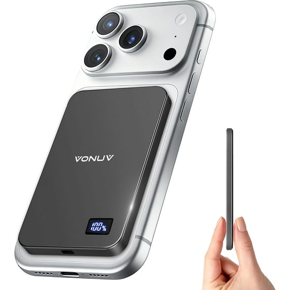 Magnetic Portable Charger 5000mAh, 15W Ultra Slim Wireless Portable ...