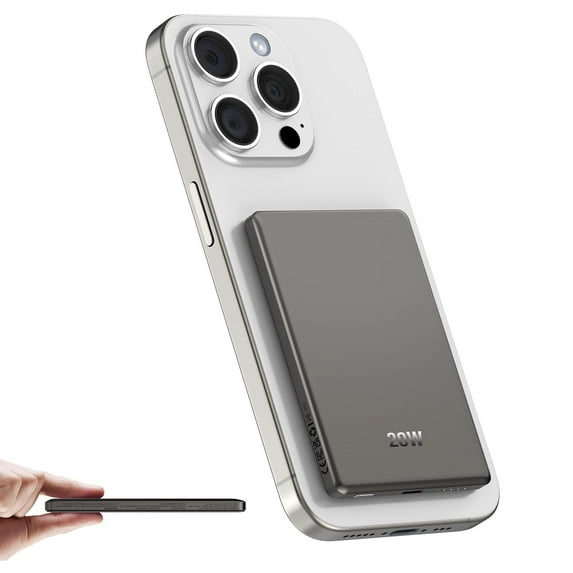 Magnetic Portable Charger PowerBank, 5,000mAh Mag Slim Wireless Power ...