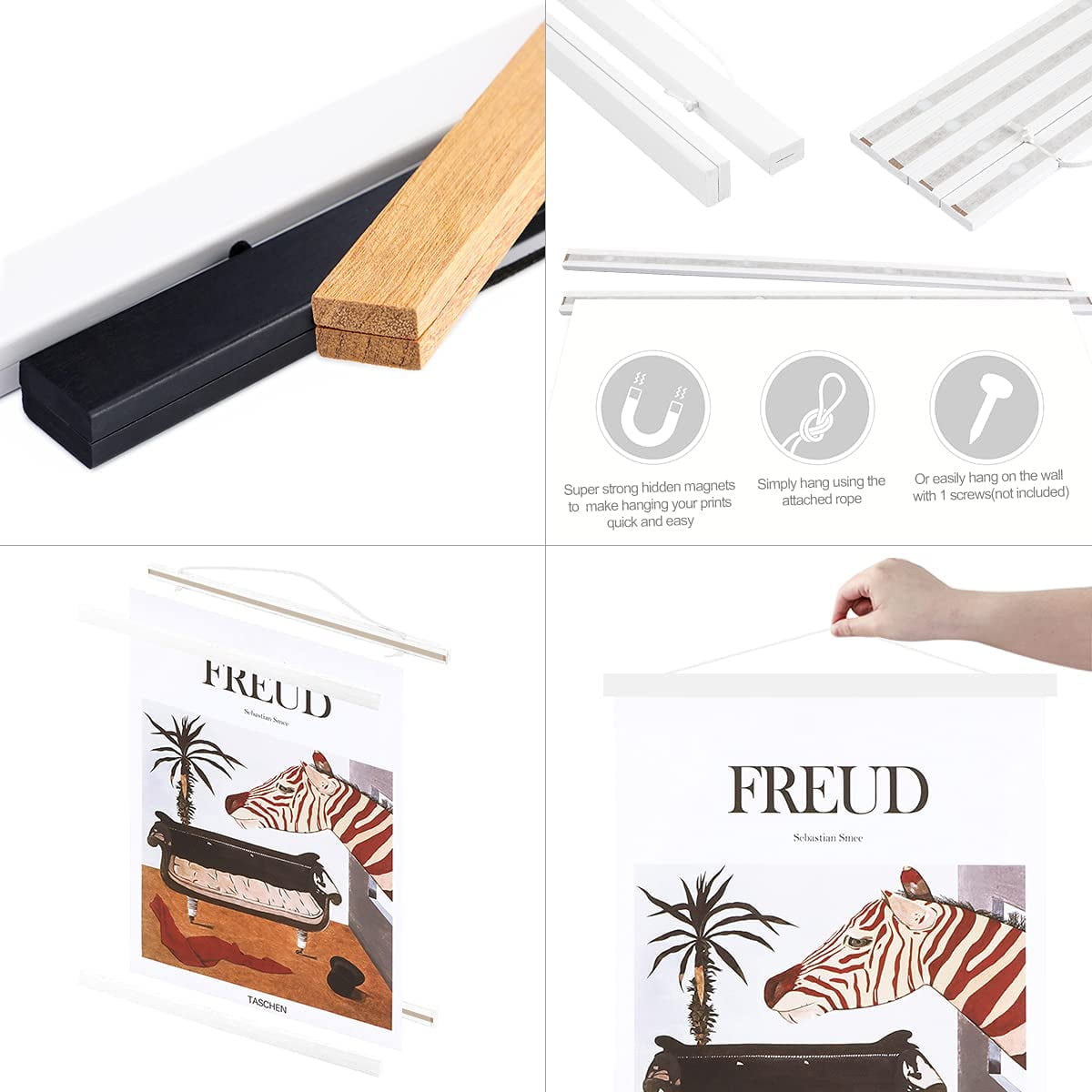 Magnetic Poster Hanger, 17x24 17x11 17x22 Poster Frame Wood Wooden ...